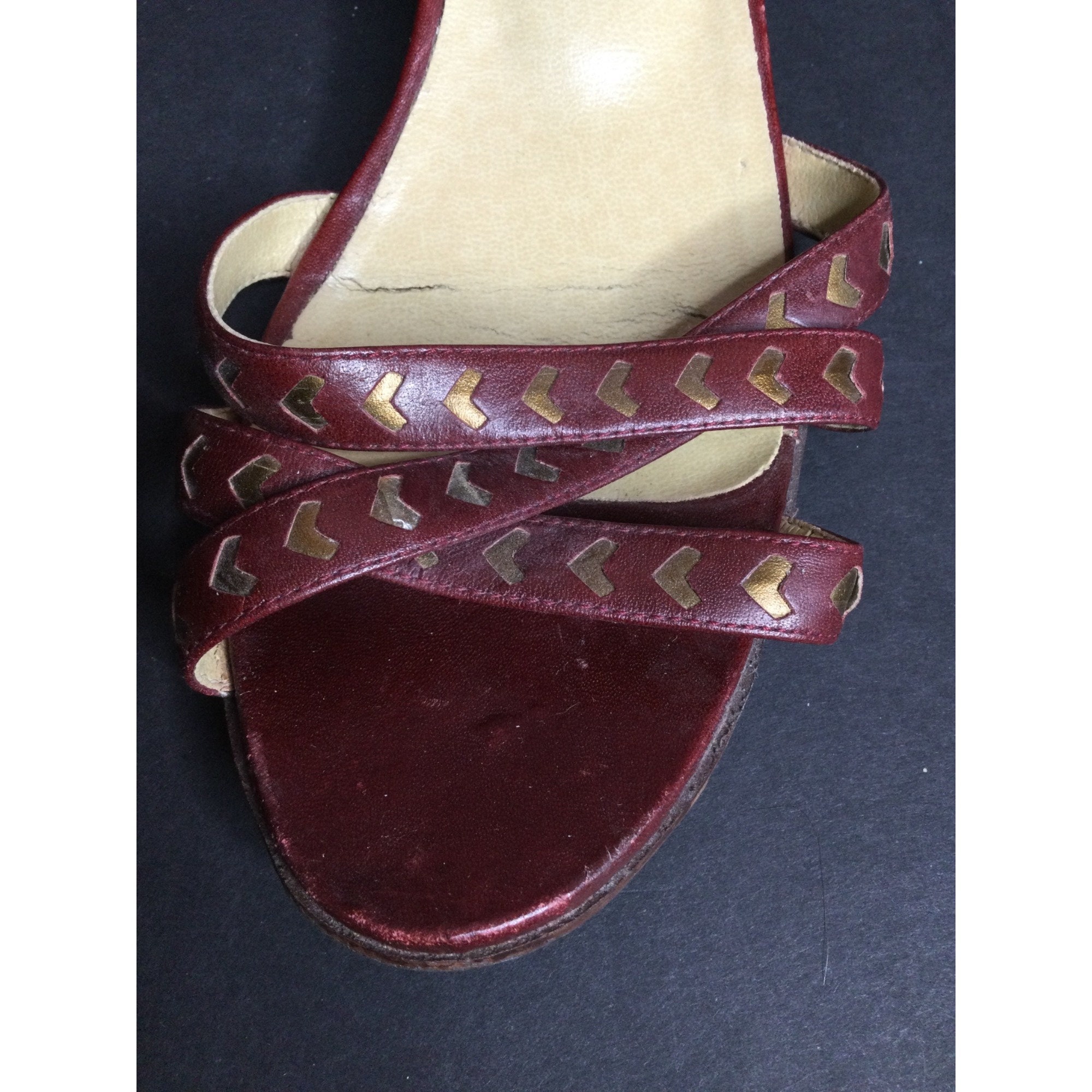 Vintage Etienne Aigner Strappy Sandals Adjustable Tie Ankle Strap Brown ...