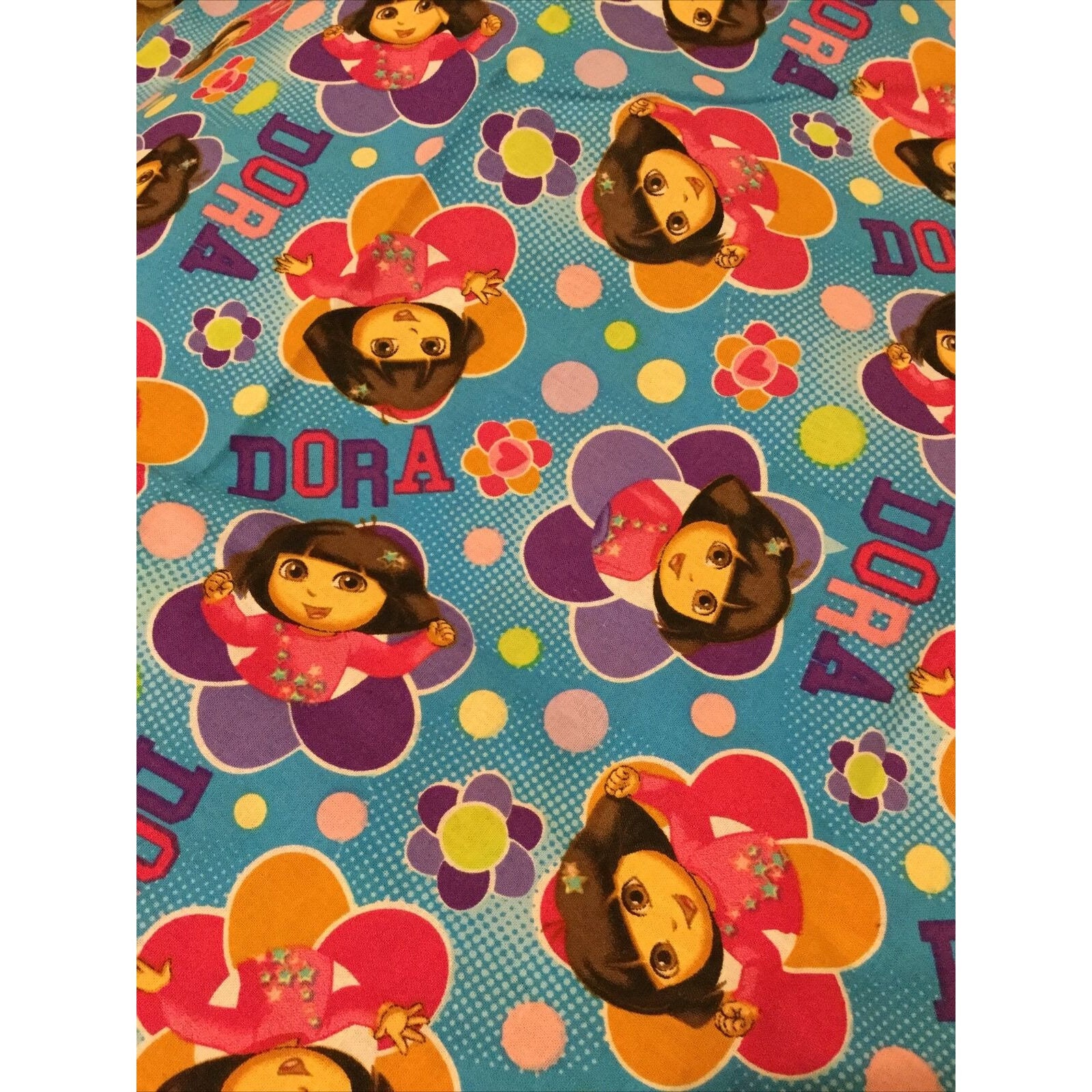 Dora the Explorer Fabric 2+ Yards 2013 Totally Dora Floral Badges DIY ...