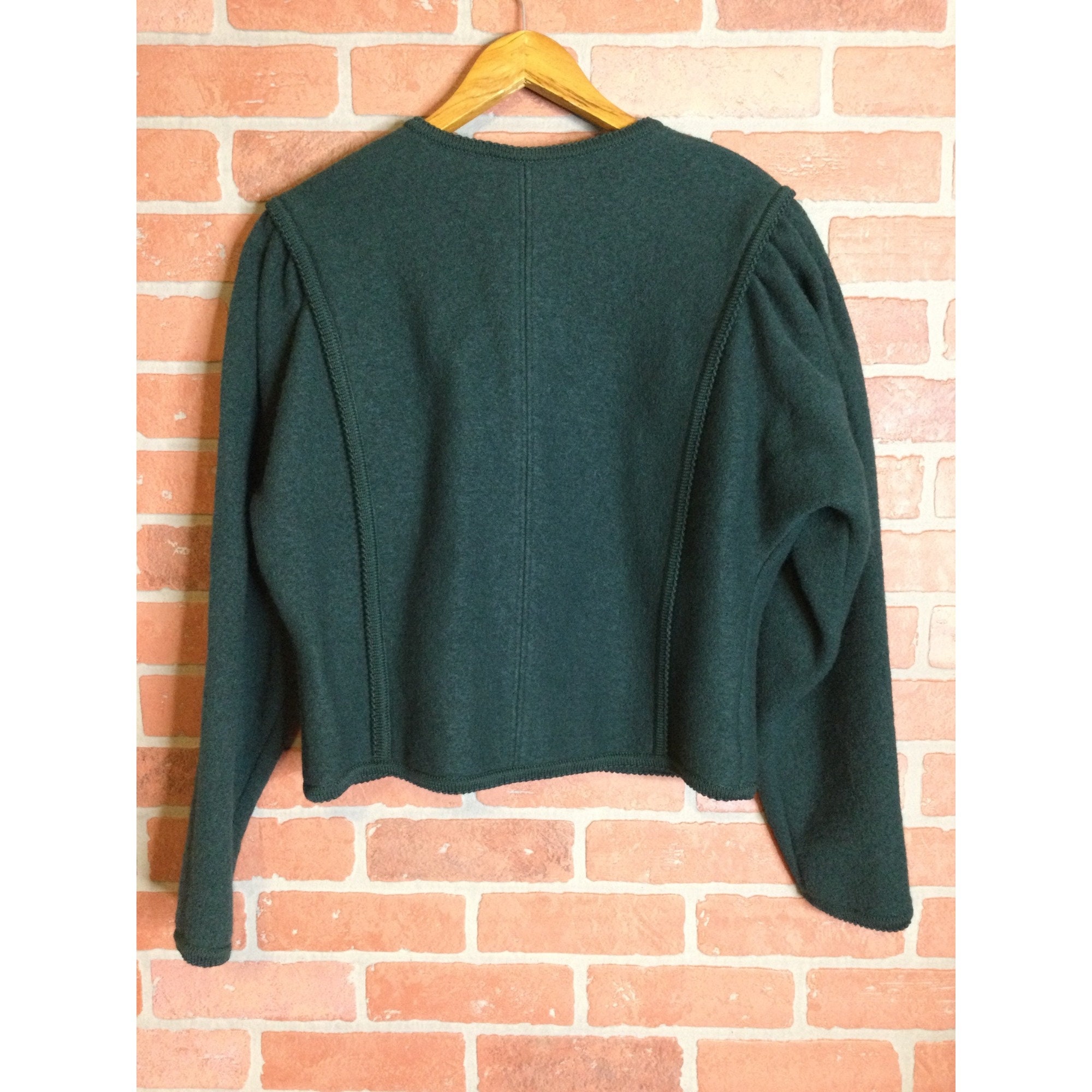 90s Geiger Pure Wool Cardigan Sweater Button Front Long Puff Sleeve ...