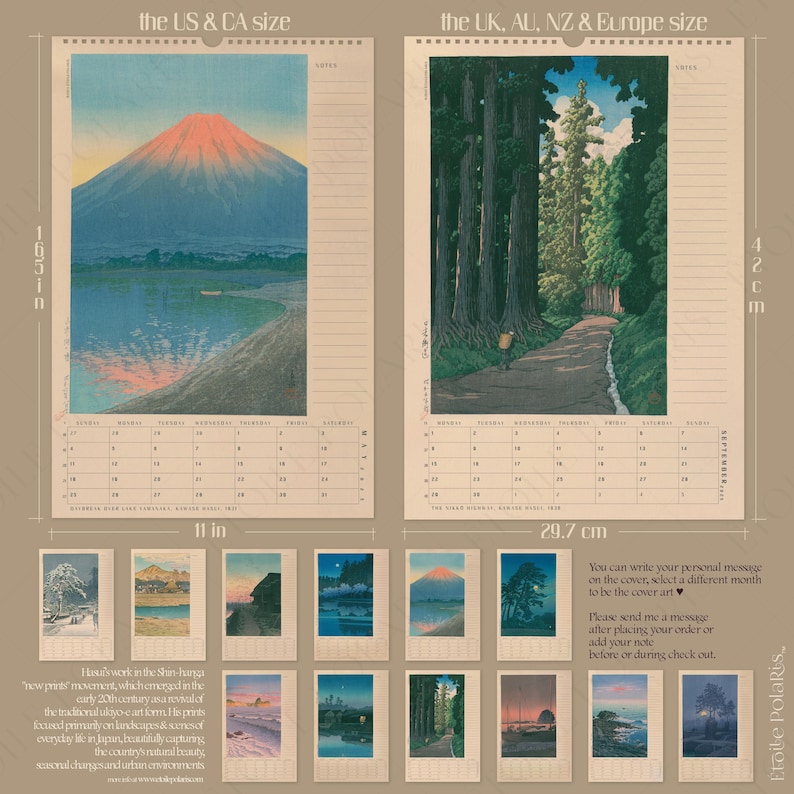 Japanese Art Calendar 2026-2027 : Kawase Hasui Woodblock Prints Wall ...