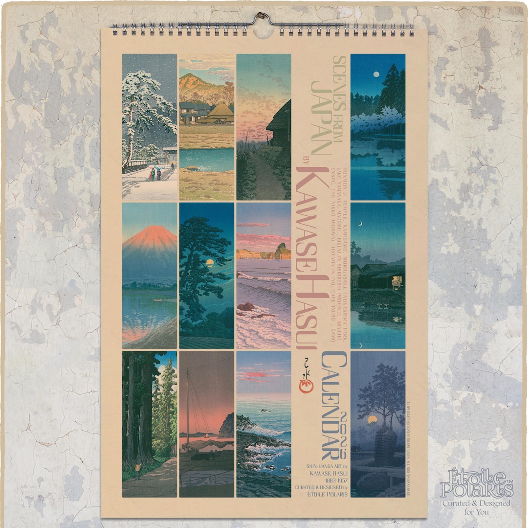 Japanese Art Calendar 2026-2027 : Kawase Hasui Woodblock Prints Wall ...