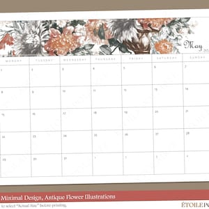 2023 Printable Calendar / Minimal Floral Calendar 2023 - Etsy