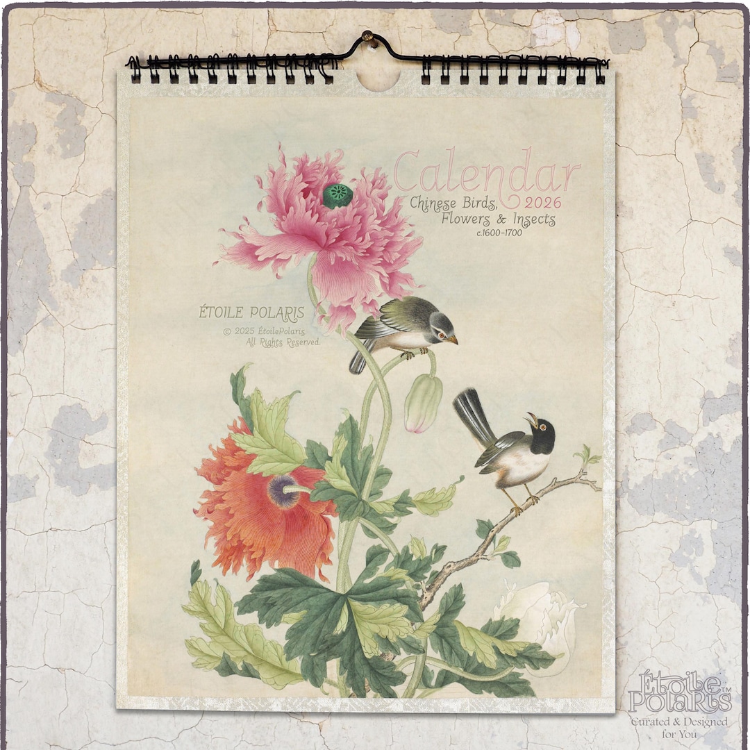 Chinese Art Calendar 2026 / Monthly Wall Calendar "nature Drawings ...