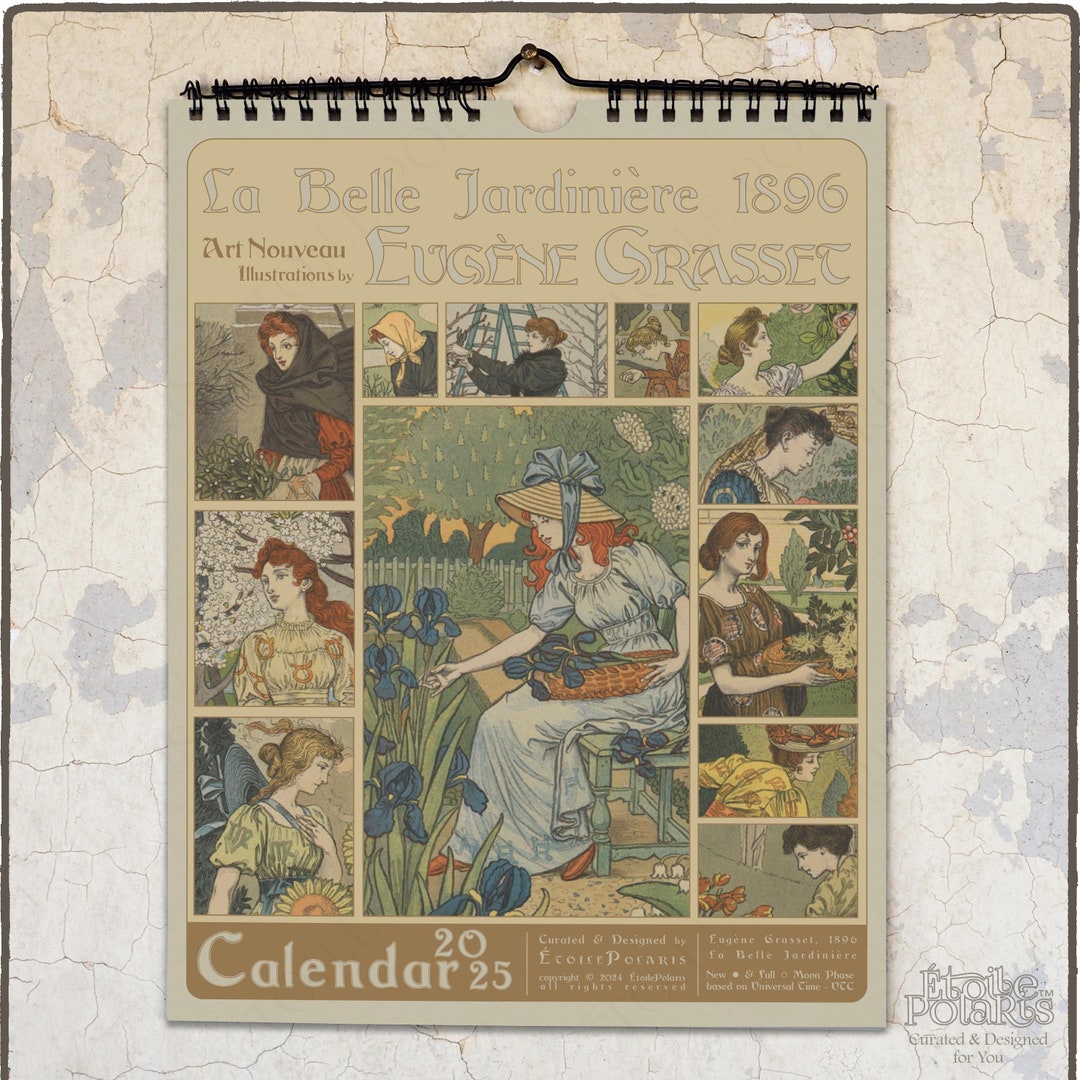 Art Nouveau Calendar 2025 / Gardening Women - La Belle Jardiniere, Eugène Grasset, 1896 ...