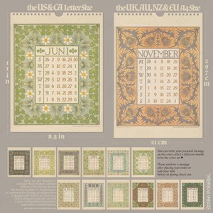 2024 Botanical Wall Calendar art Nouveau Plant Illustrations by Netty ...