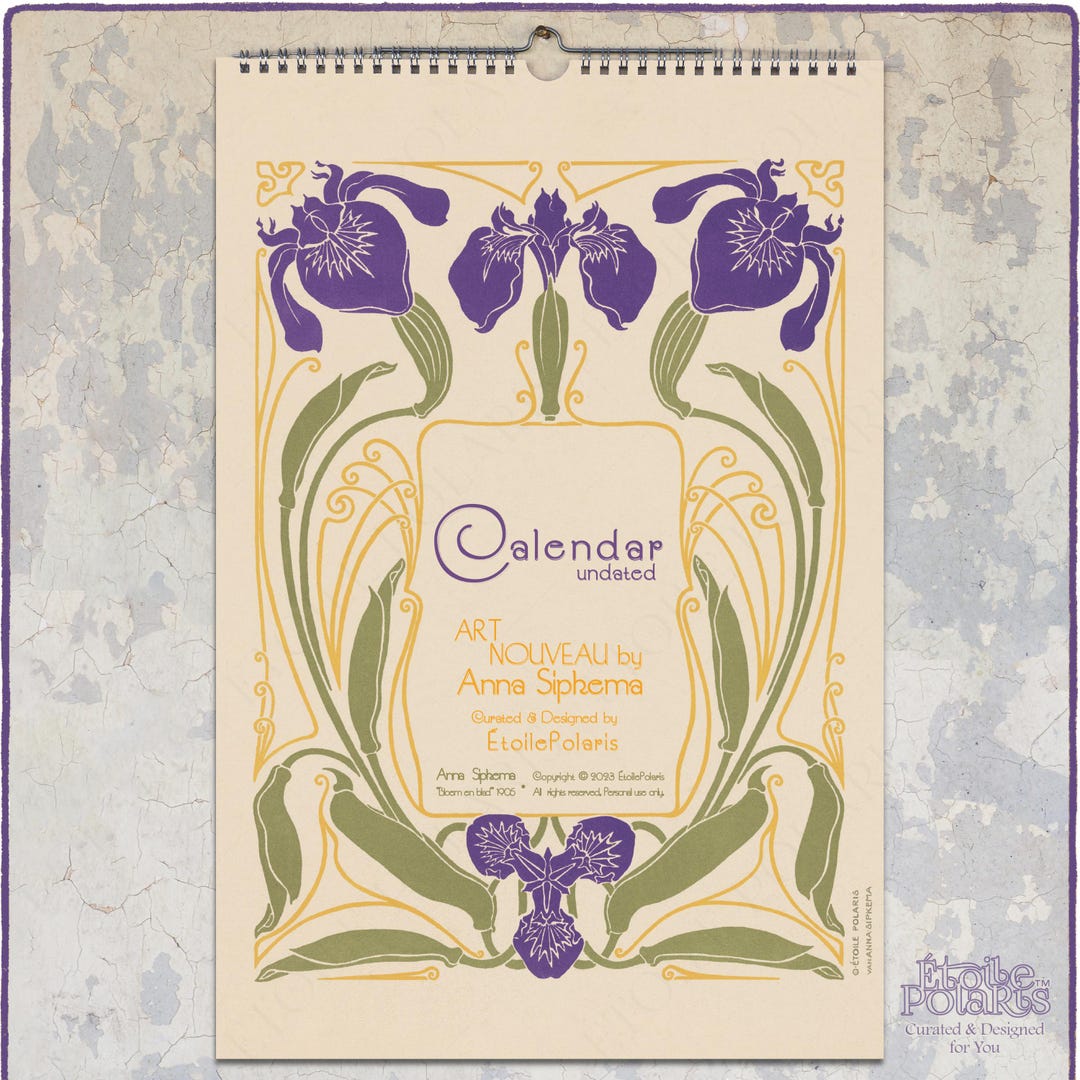 Art Nouveau Perpetual Calendar : Anna Sipkema Floral Illustrations ...