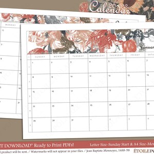 2023 Printable Calendar / Minimal Floral Calendar 2023 - Etsy