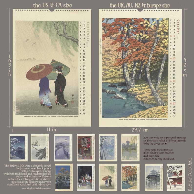 Japanese Art Calendar 2026-2027 : Shin-hanga Woodblock Prints, A3 ...