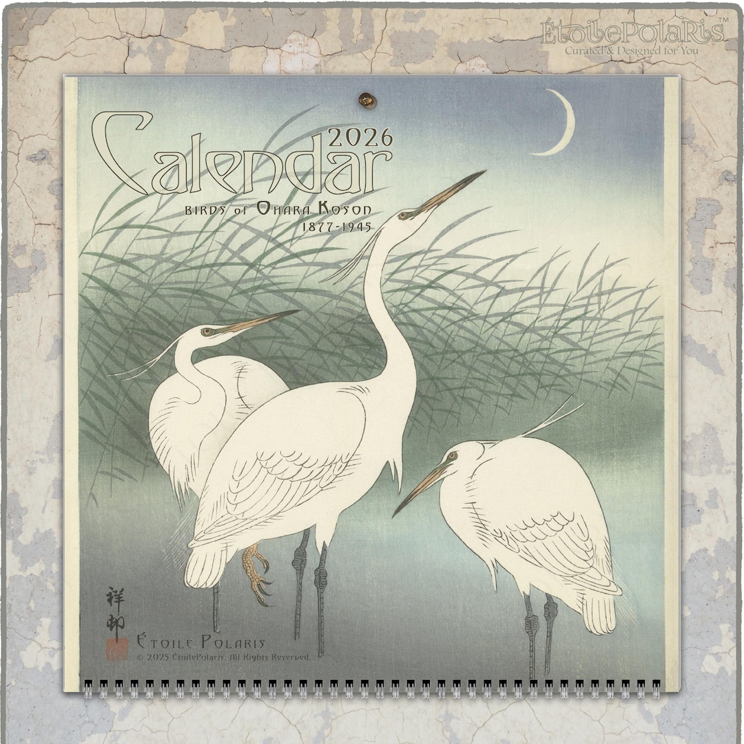 2026 Japanese Birds Calendar: Ohara Koson Woodblock Prints Wall Planner ...