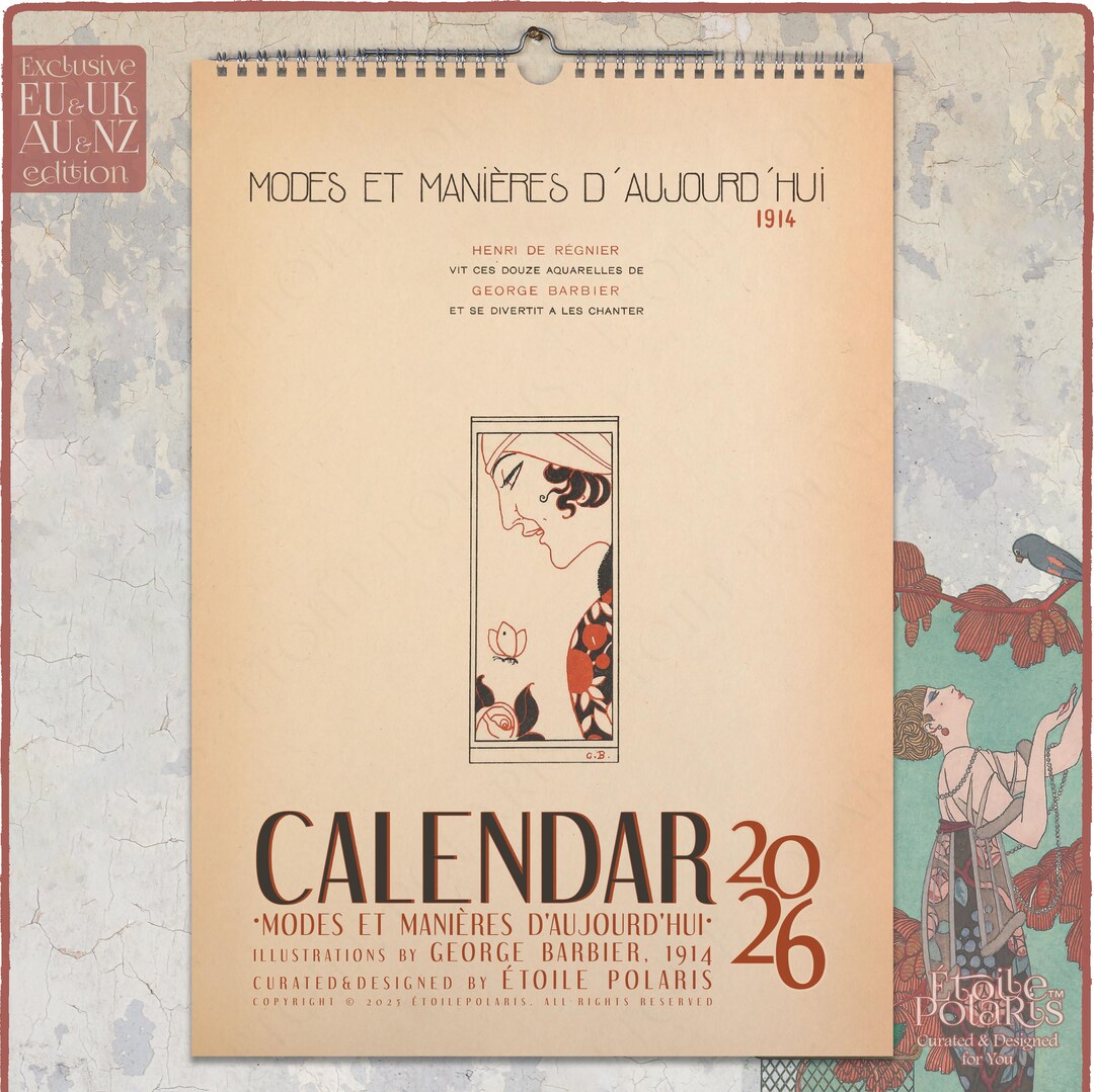 Art-decokalender 2026: George Barbier Fashion-illustraties, A3/Tabloid ...