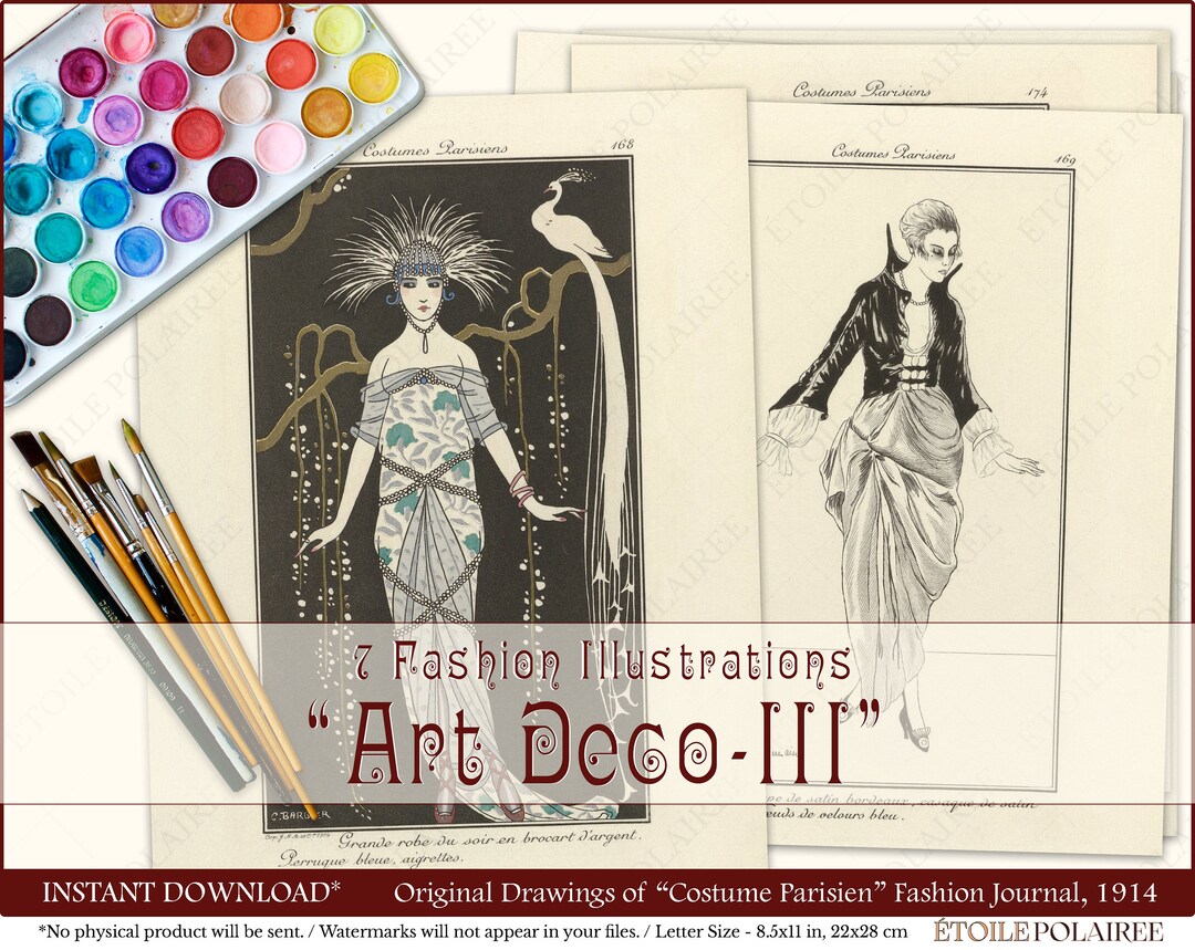 Art Deco Coloring Pages - Printable Digital Download / 1920s Dress ...