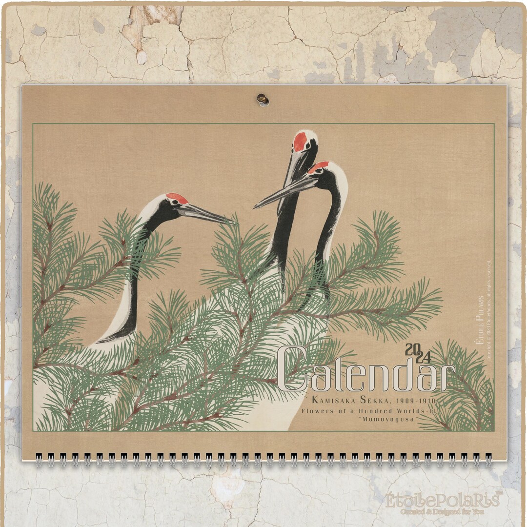 Japanese Art Calendar 2024 Plants & Animals / Monthly Wall Calendar ...