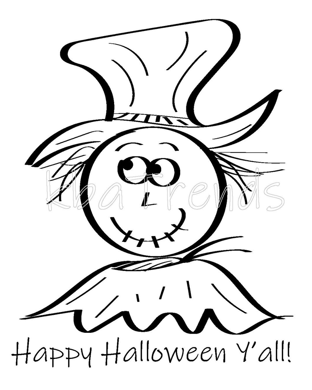Scarecrow Black & White 8x10 Digital File, Fall Scarecrow Art, Cute ...
