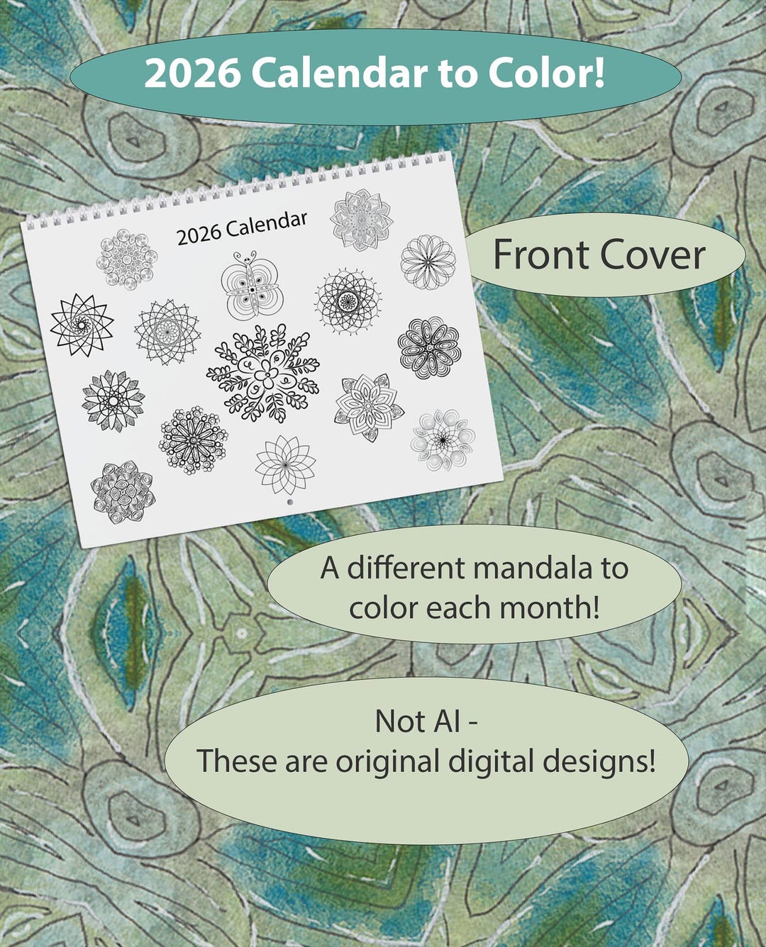 Mandala Wall Calendar 2026 to Color - Geometric Design Coloring Book ...