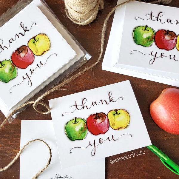 Apple Thank You Cards - Etsy