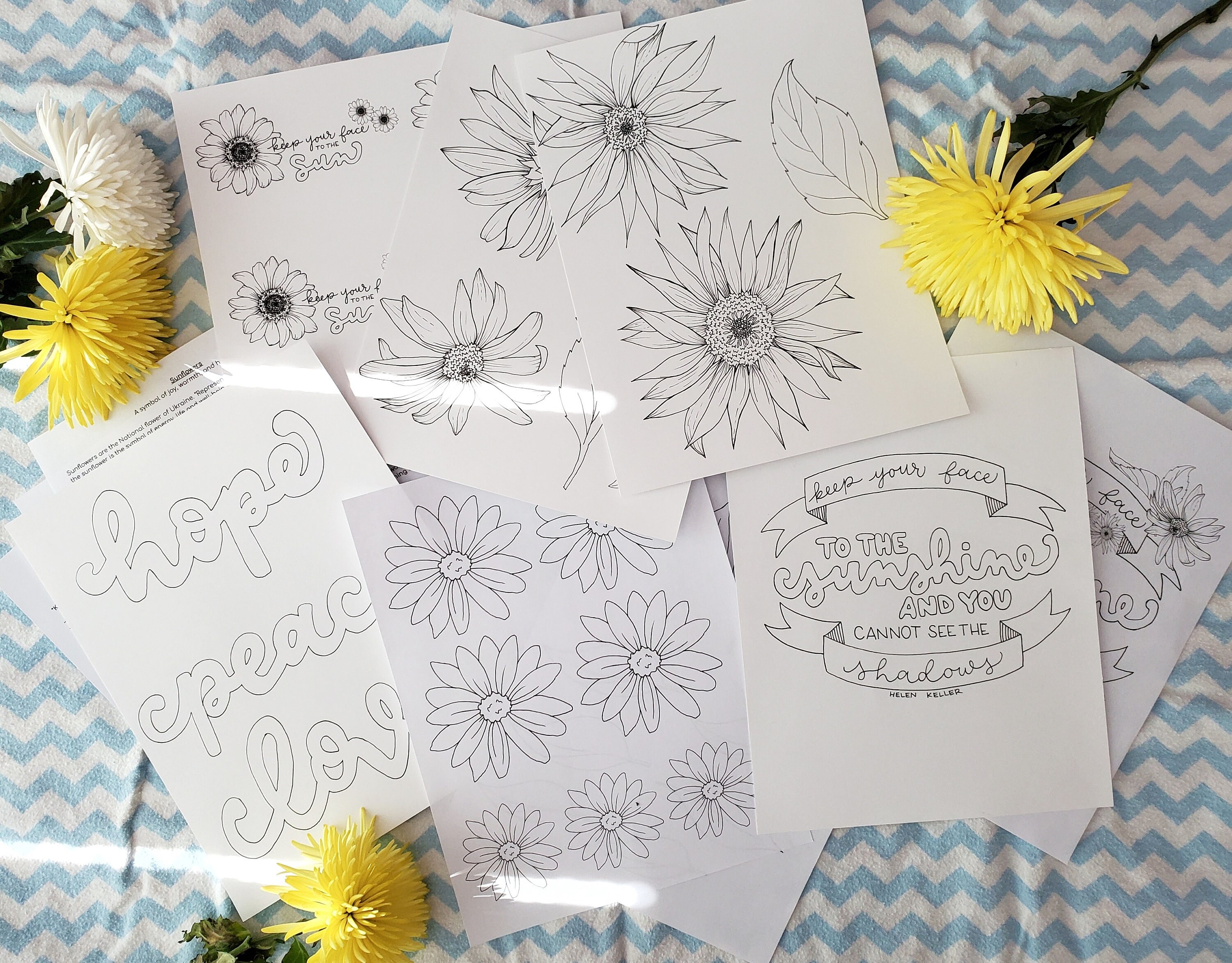 Support Ukraine Sunflower Coloring Pages Digital Download Sunflower ...