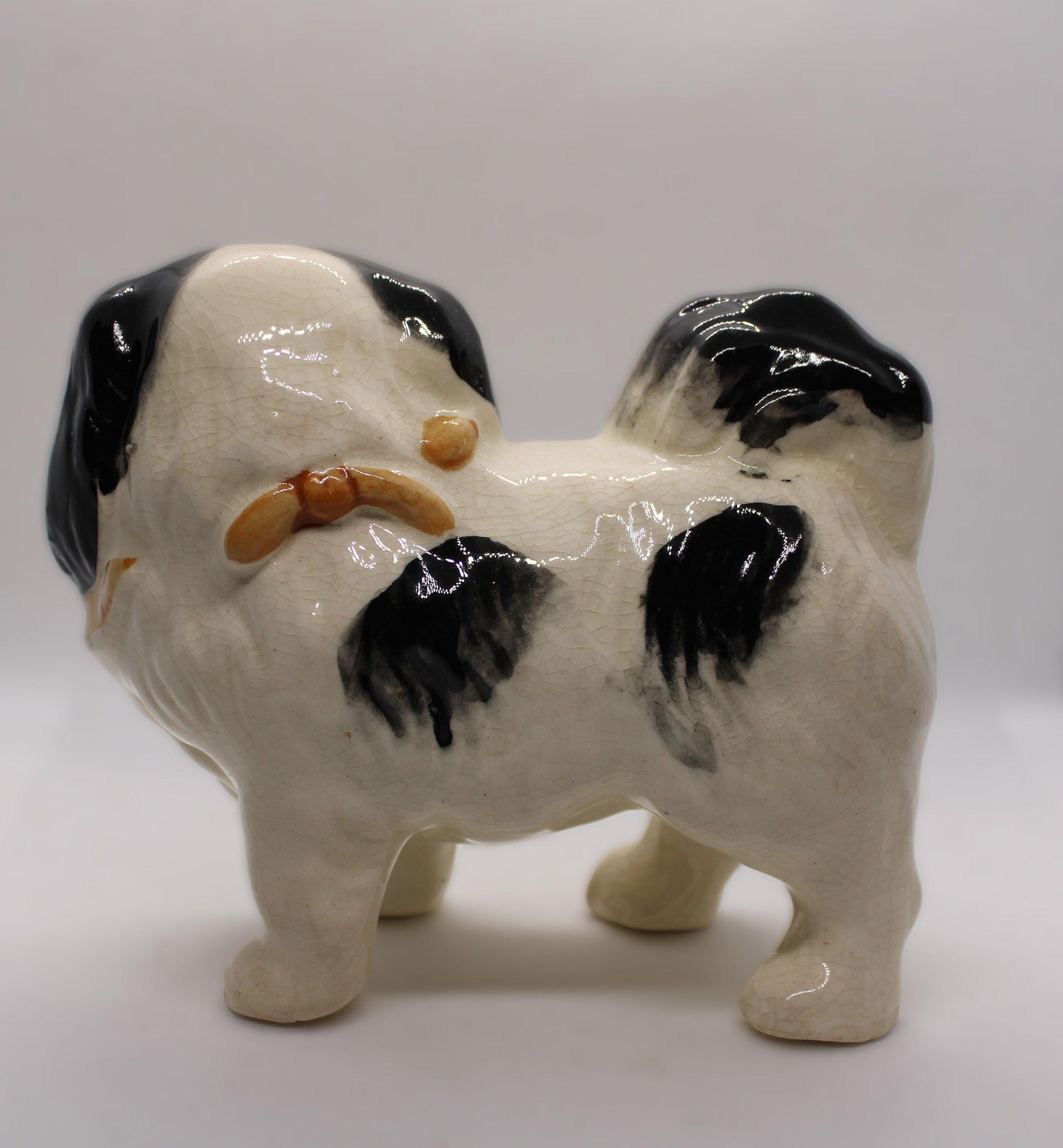 Vintage Porcelain Japanese Chin Dog Figure Made in Japan Pekingese Shih ...