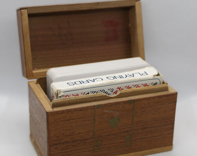 Vintage Wooden Playing Cards Box Playing Cards Storage Box Storage for ...