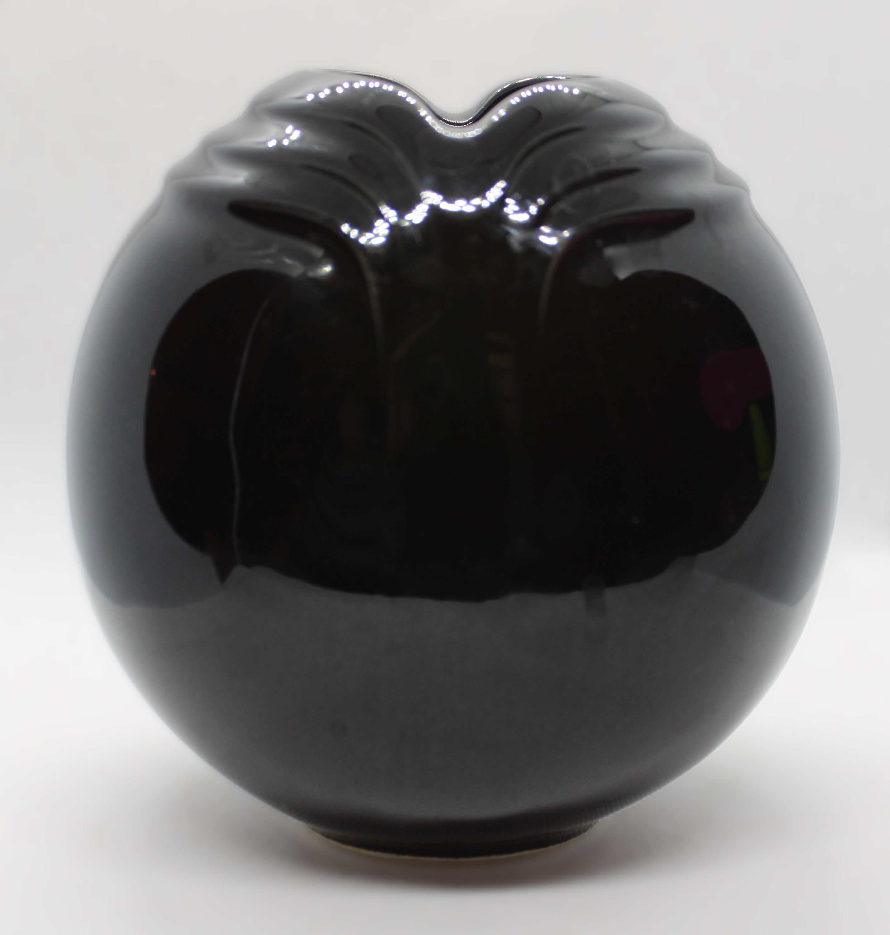 Vintage Toyo Embassy Black Ceramic Vase Gold Accents Flowers Made in ...