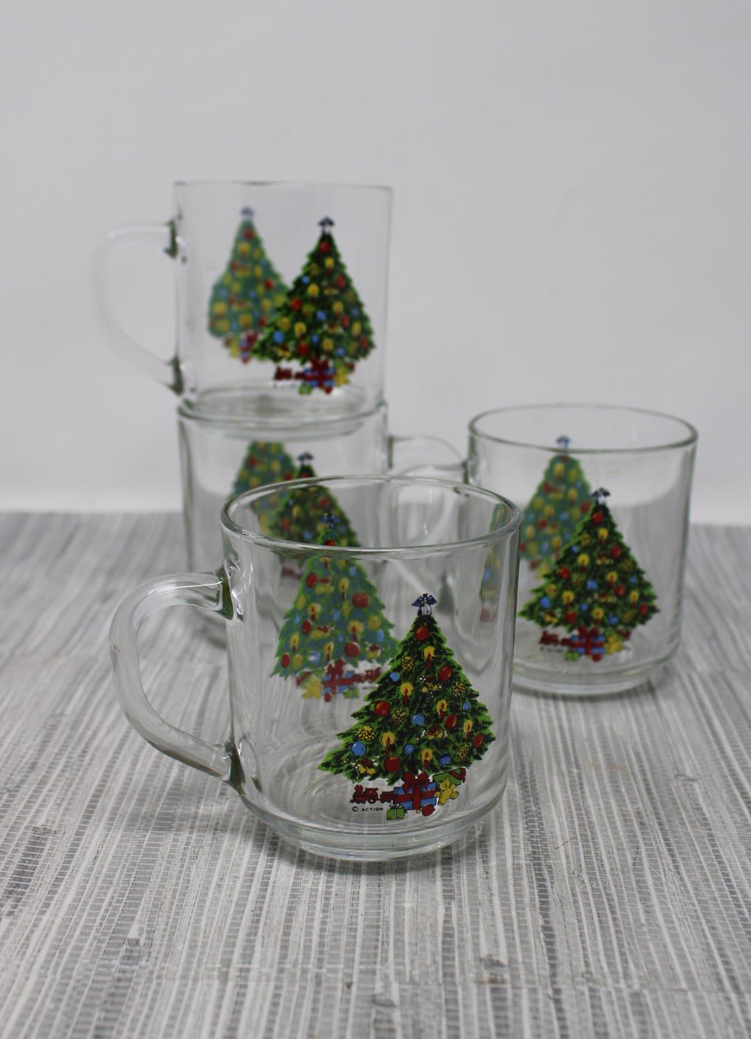 Vintage Luminarc Christmas Tree Glass Mugs - Set of 4 - Etsy