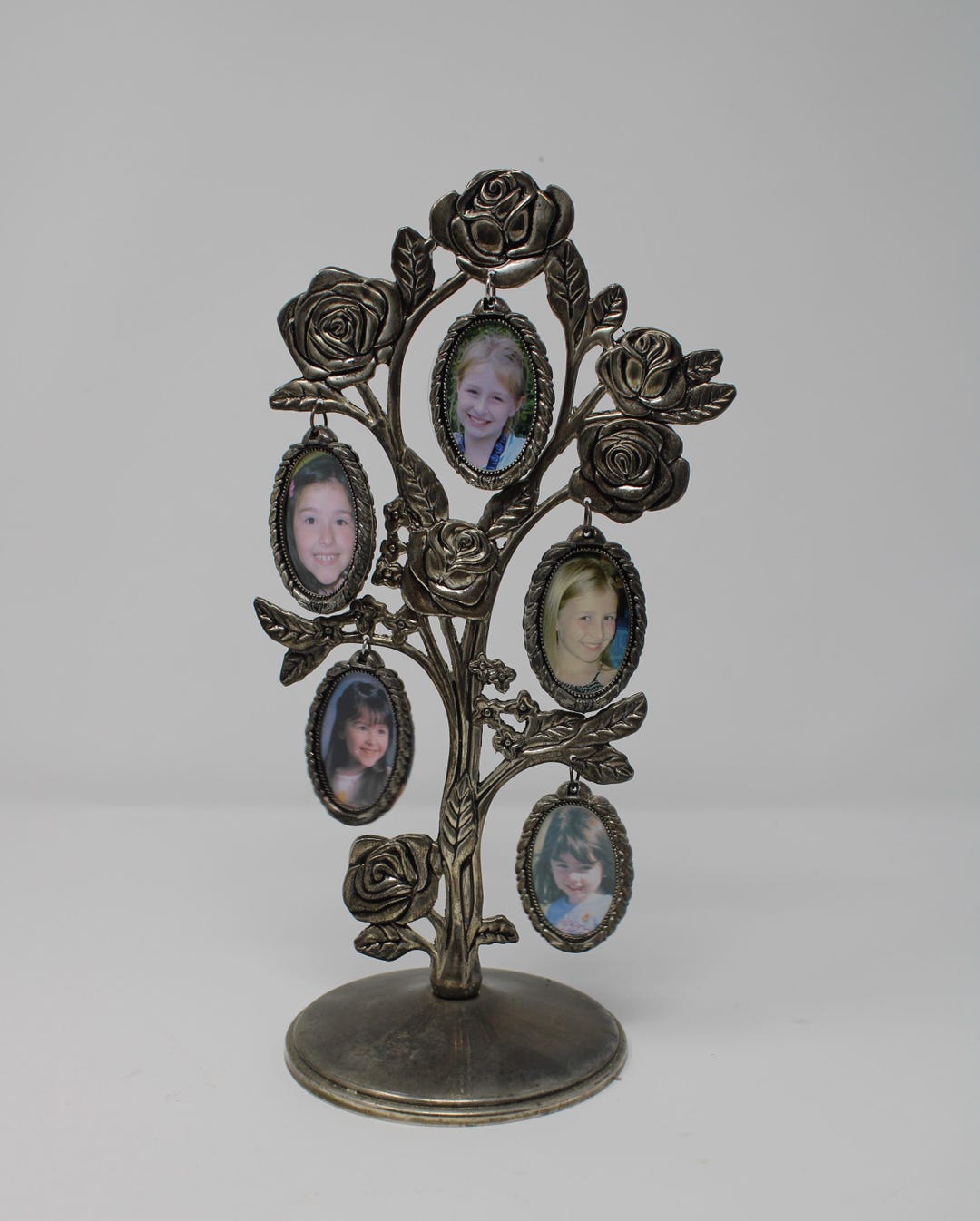 Vintage Goldinger Silver Plated Family Tree Standing Photo Frame With 5 ...