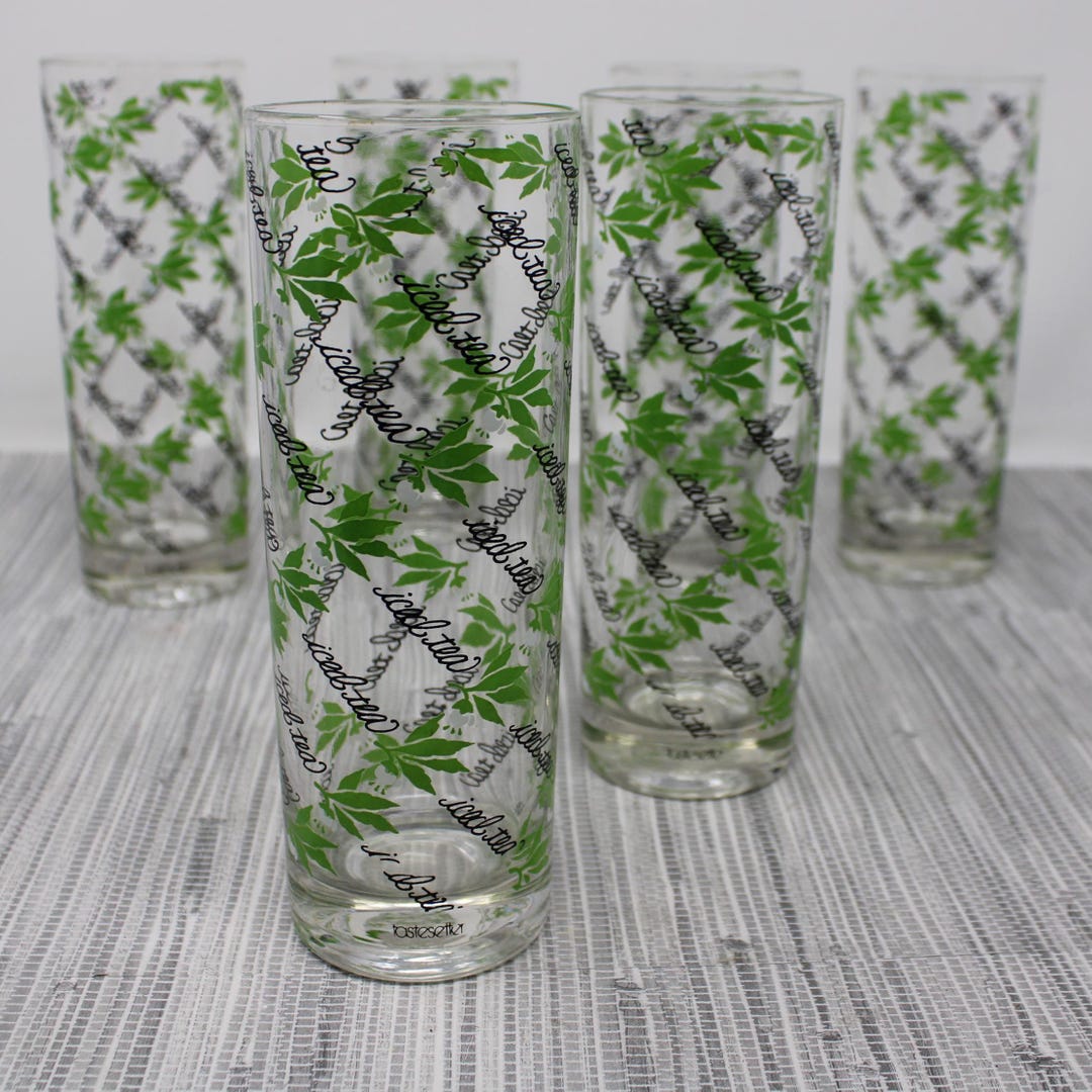 Vintage Set of Six Tastesetter Iced Tea MCM Barware Drinking Glass Set ...