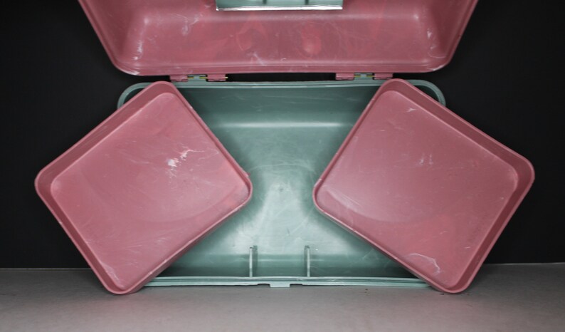 Vintage Mini Caboodles Case Pink and Aqua Blue Marbled Small Caboodles ...