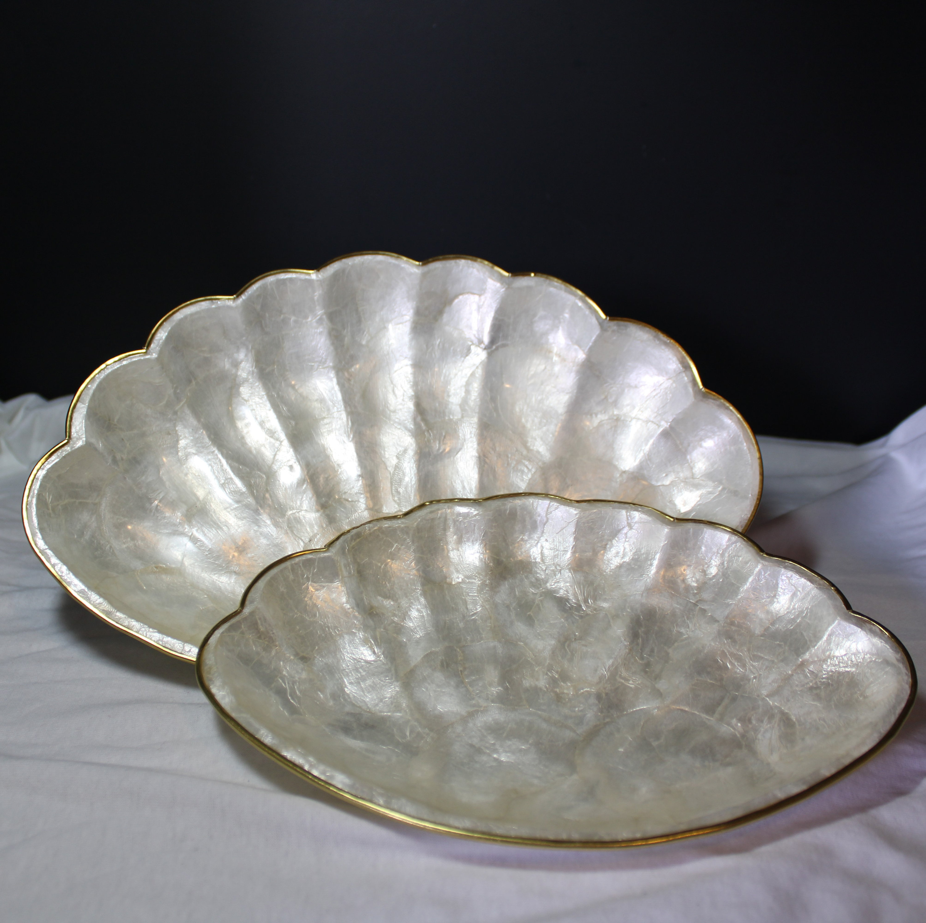 Vintage Capiz Shell Clamshell Nesting Serving Trays or Trinket Dishes ...