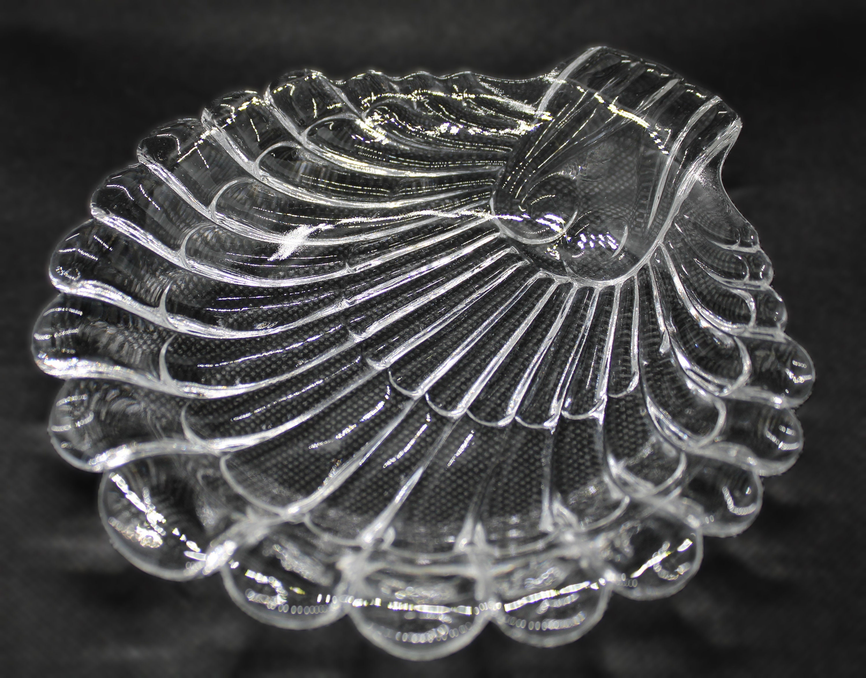 Vintage Clear Glass Scalloped Clam Shell Trinket Dish - Etsy
