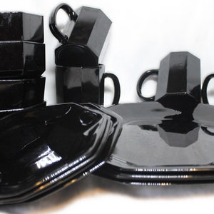 1980's Arcoroc Black Octime Sets - 4 Dinner Plates - 4 Salad Plates - 4 ...