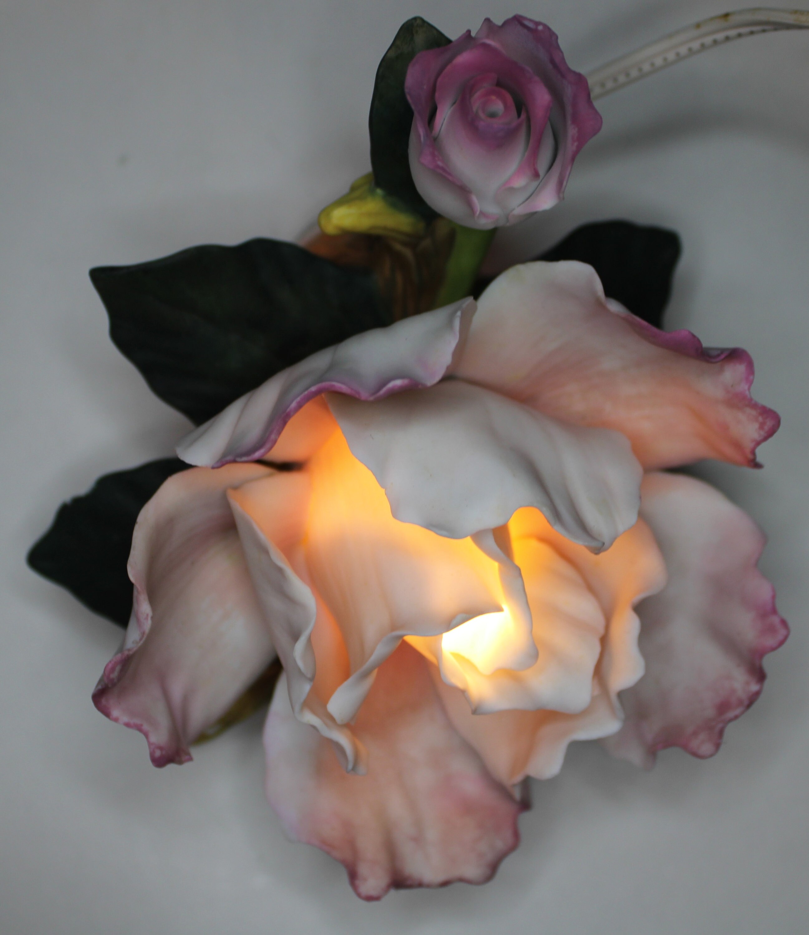 Vintage Lefton Hand Painted Porcelain Rose Corded Night Light - Etsy