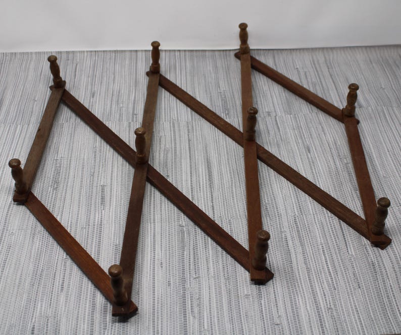 Large Vintage Accordion Expandable Peg Rack 10 Pegs, Coat Rack, Coffee ...