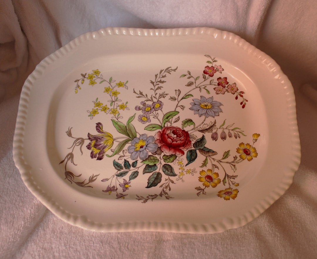 Vintage Copeland Spode Platter in Romney Pattern Gadroon Shape Floral ...