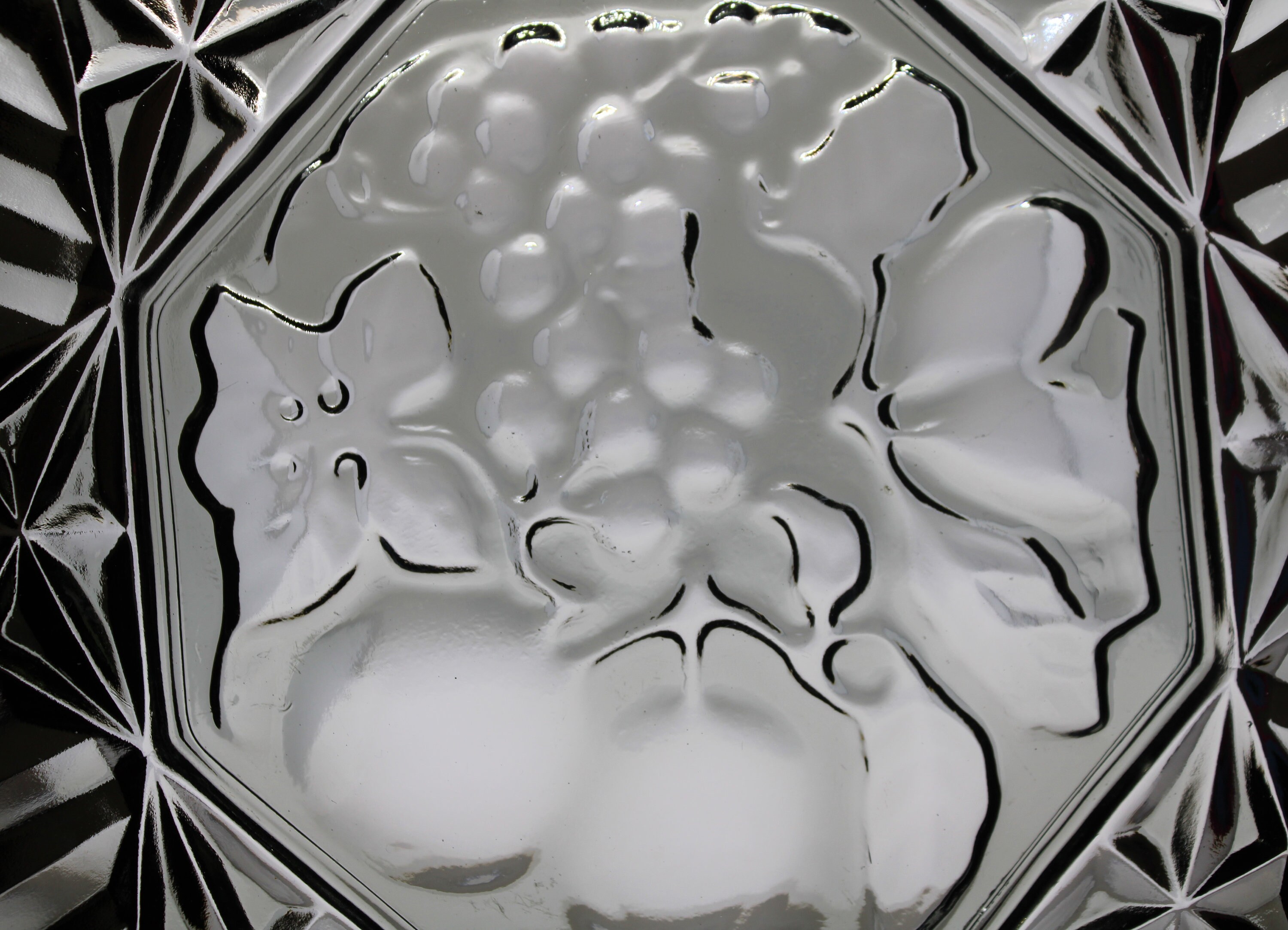 Federal Glass Smoke Colored Glass Ruffled Bowl and Clear Glass Plate ...