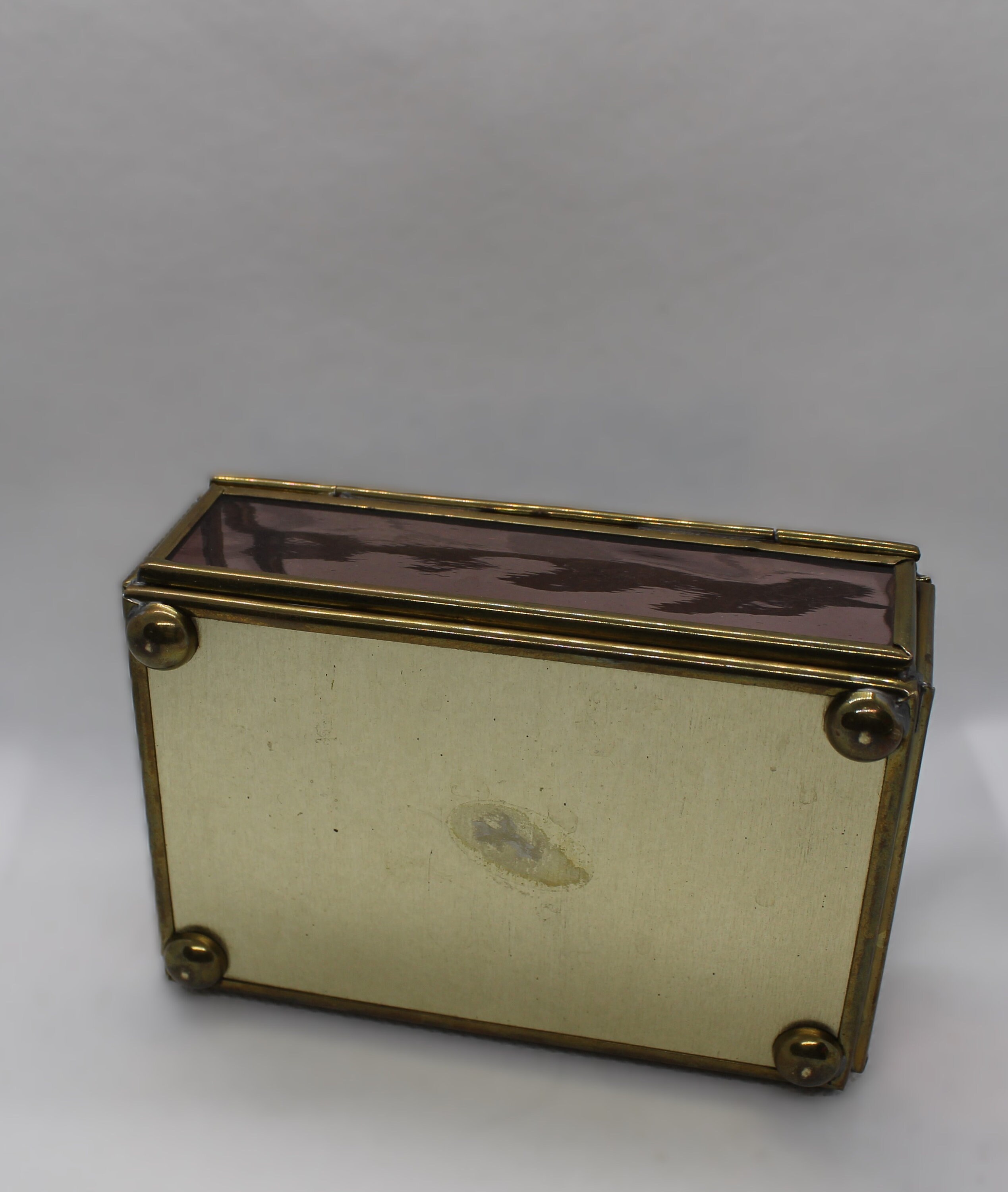 Stained Glass Trinket Box Etched Flowers Design Hinged Glass Jewelry ...