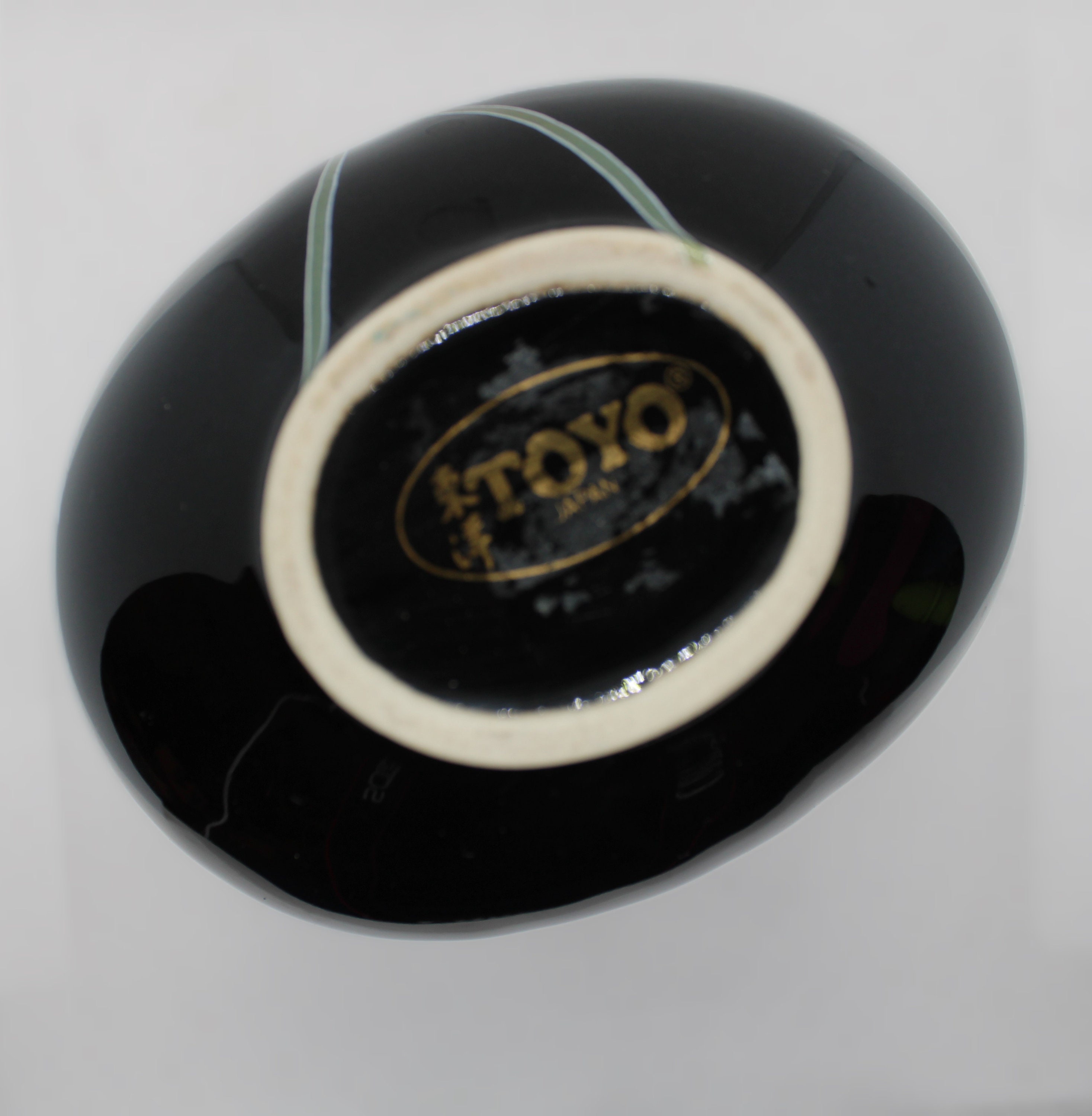 Vintage Toyo Embassy Black Ceramic Vase Gold Accents Flowers Made in ...