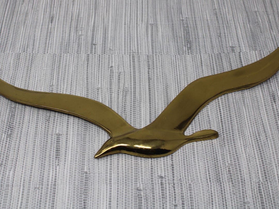 Vintage Brass Flying Seagull Hanging Wall Decor - Brass MCM Flying Bird ...