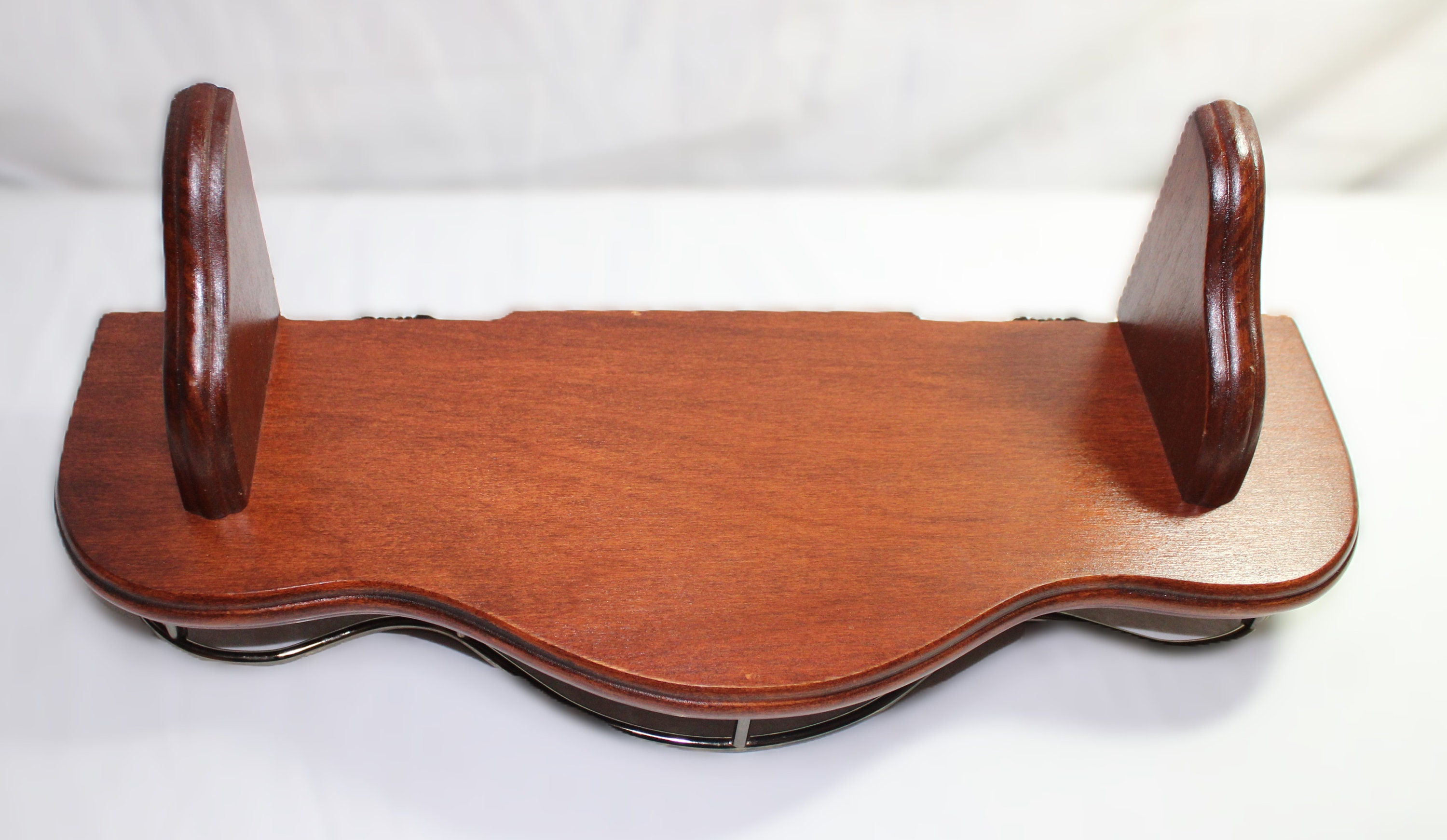 Vintage Wood Shelf With Gold Metal Rail Wall Hanging Grooved for Plate ...