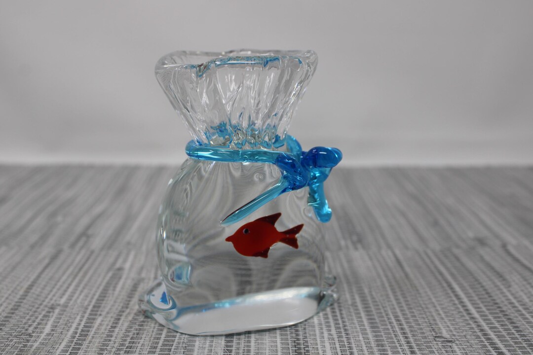 Vintage Murano Art Glass Goldfish in a Plastic Bag - Murano Goldfish ...