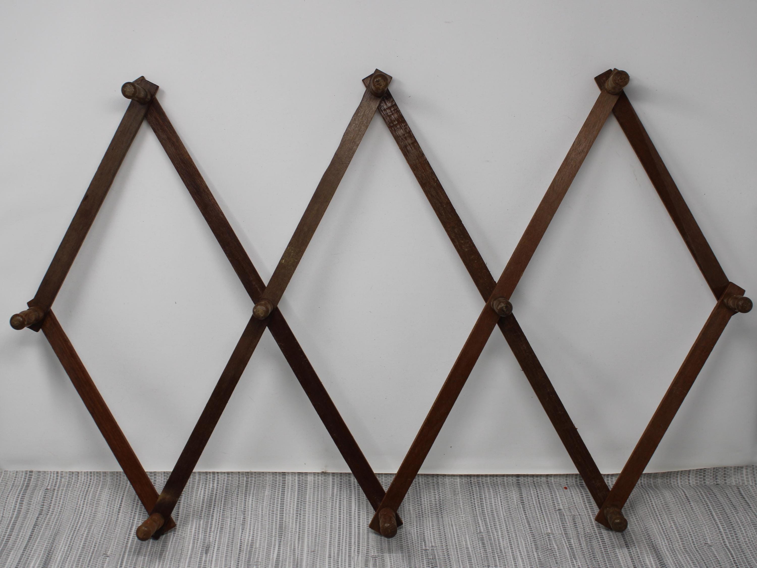 Large Vintage Accordion Expandable Peg Rack 10 Pegs, Coat Rack, Coffee ...