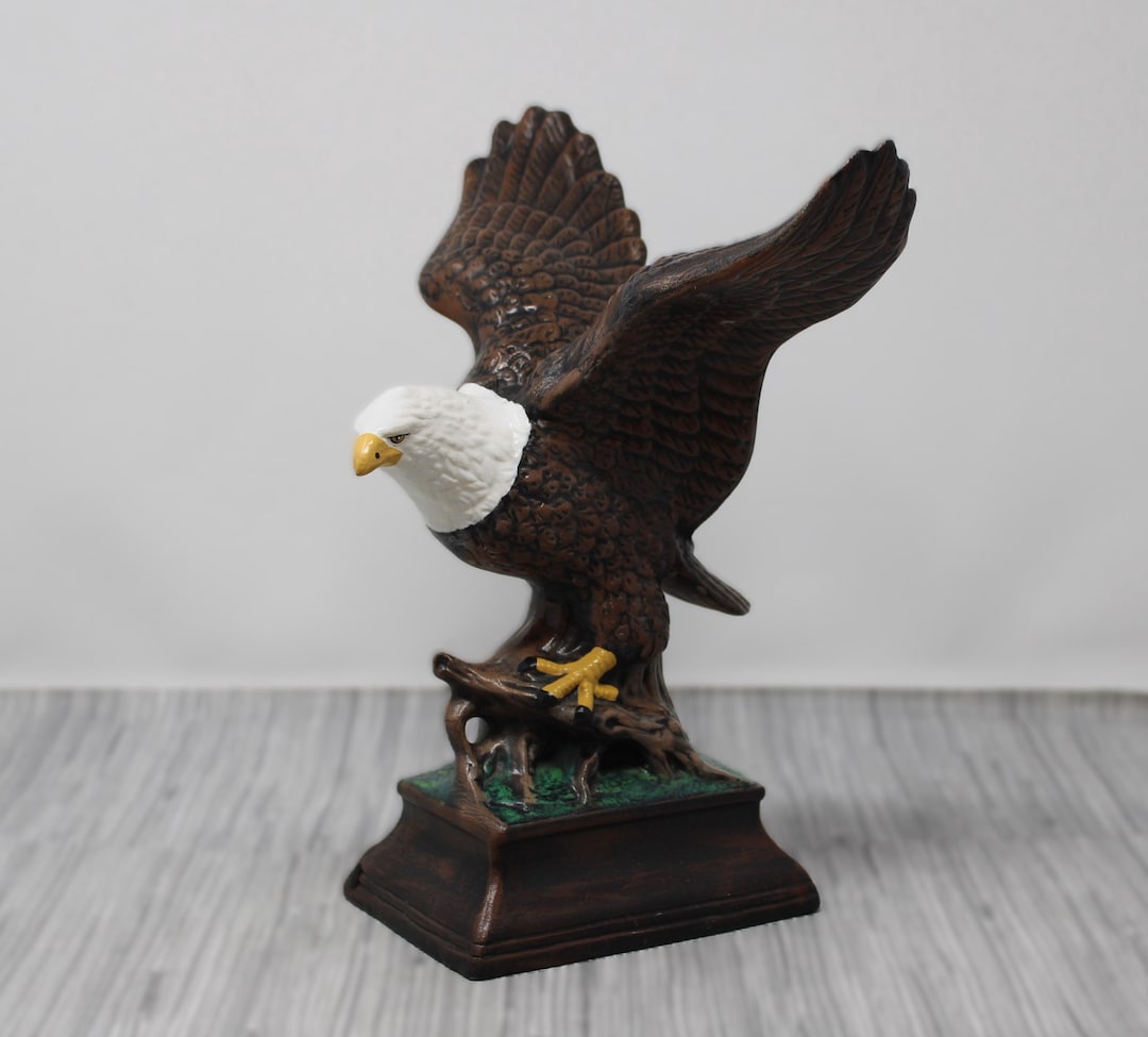 Vintage Hand Painted Ceramic Bald Eagle Statue - Etsy