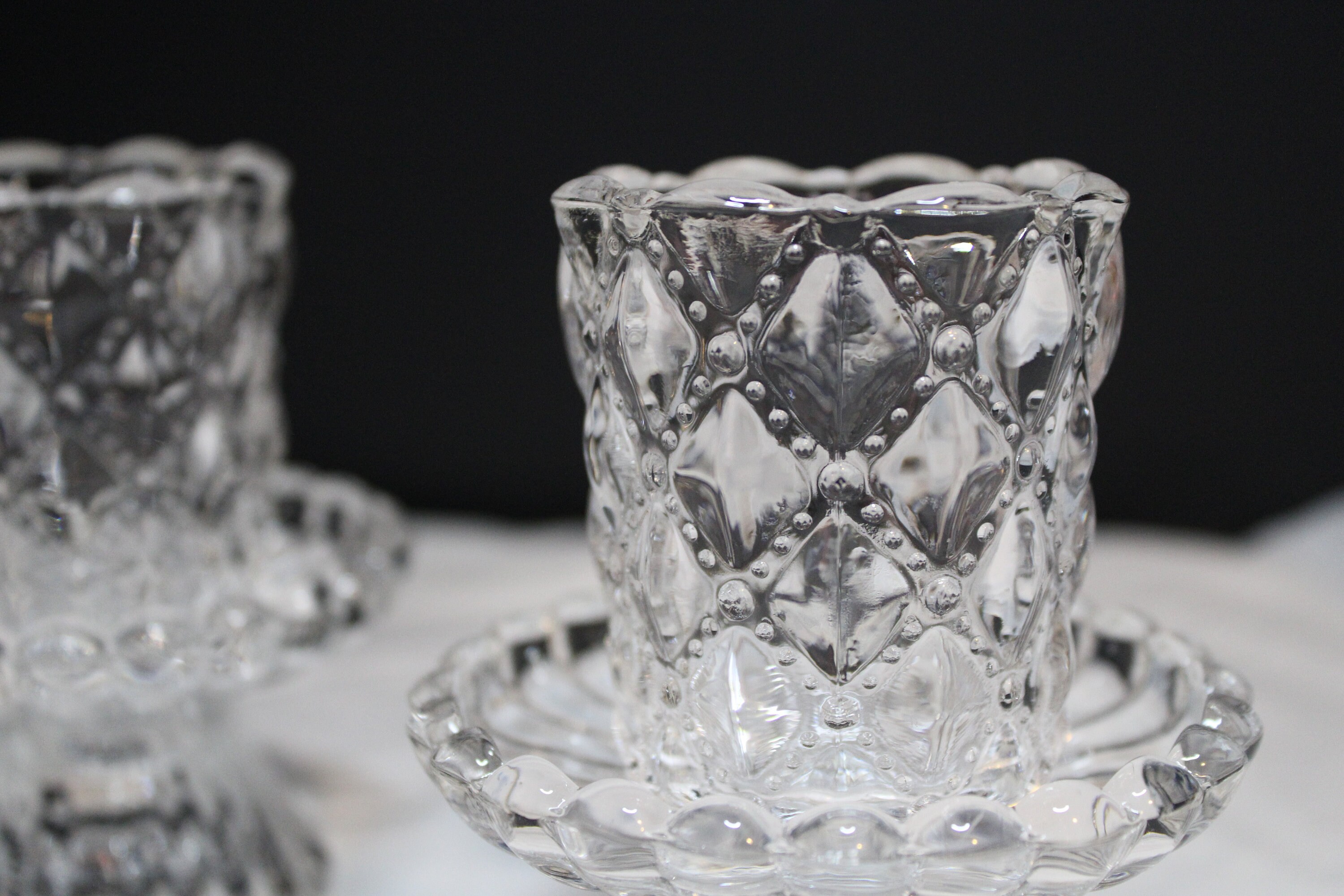 RETIRED Partylite "the Quilted Crystal Pair" Candlestick/votive Holder ...