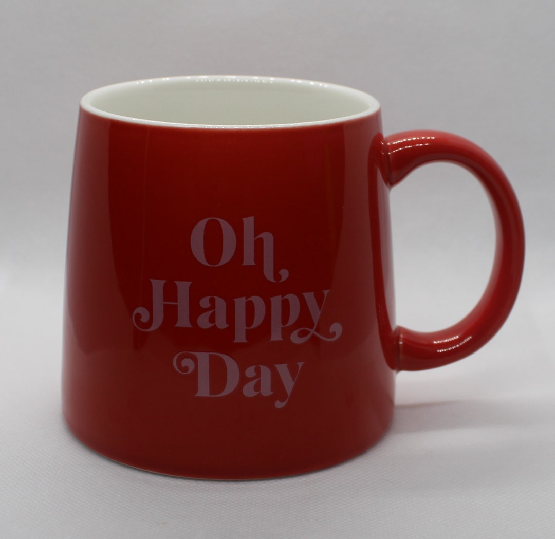 Oh Happy Day Red and Pink Mug Coffee Mug Valentine Mug - Etsy