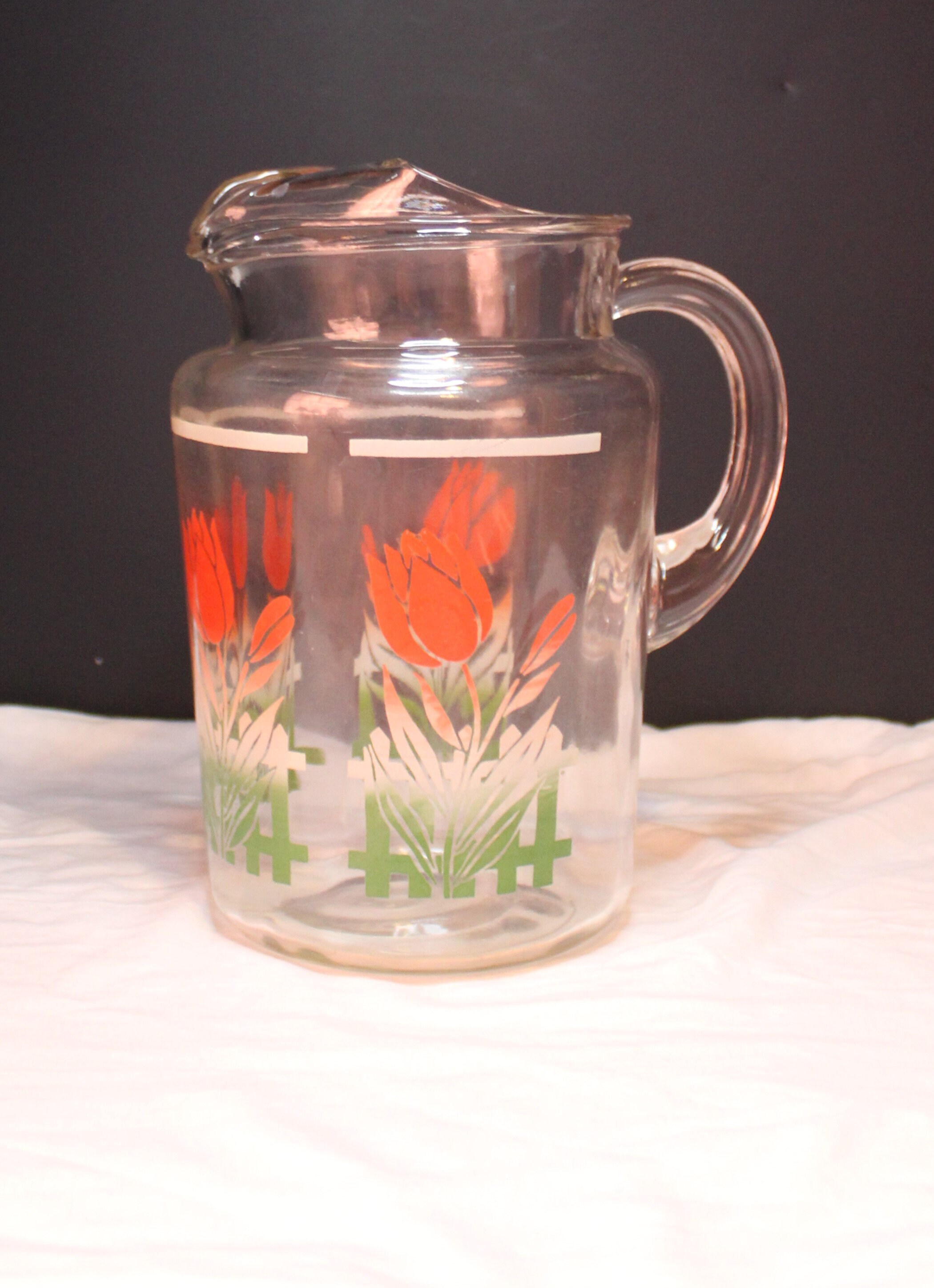 Vintage Clear Glass 1950's Drink Pitcher With Ice Lip Ft. - Etsy