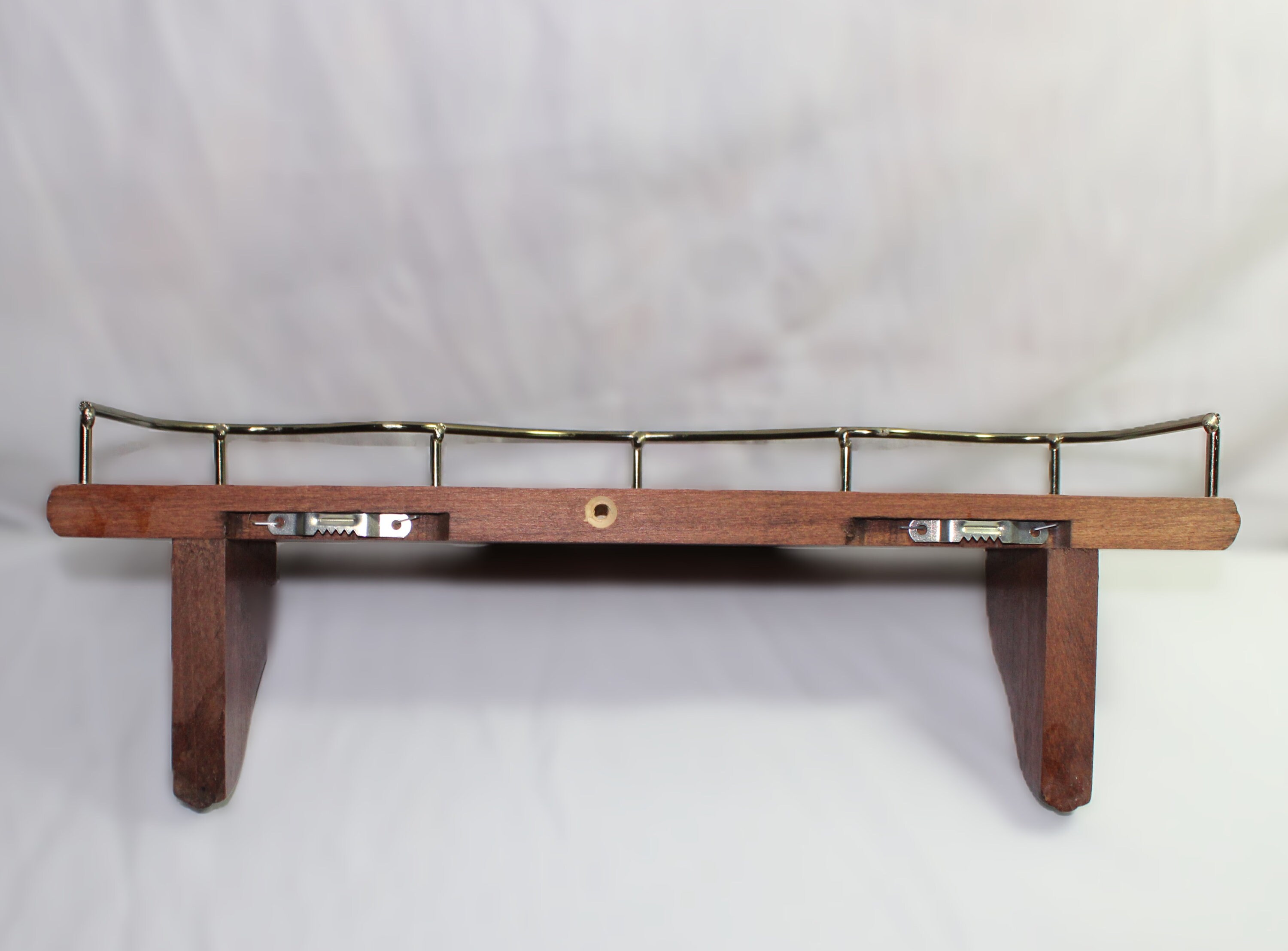Vintage Wood Shelf With Gold Metal Rail Wall Hanging Grooved for Plate ...