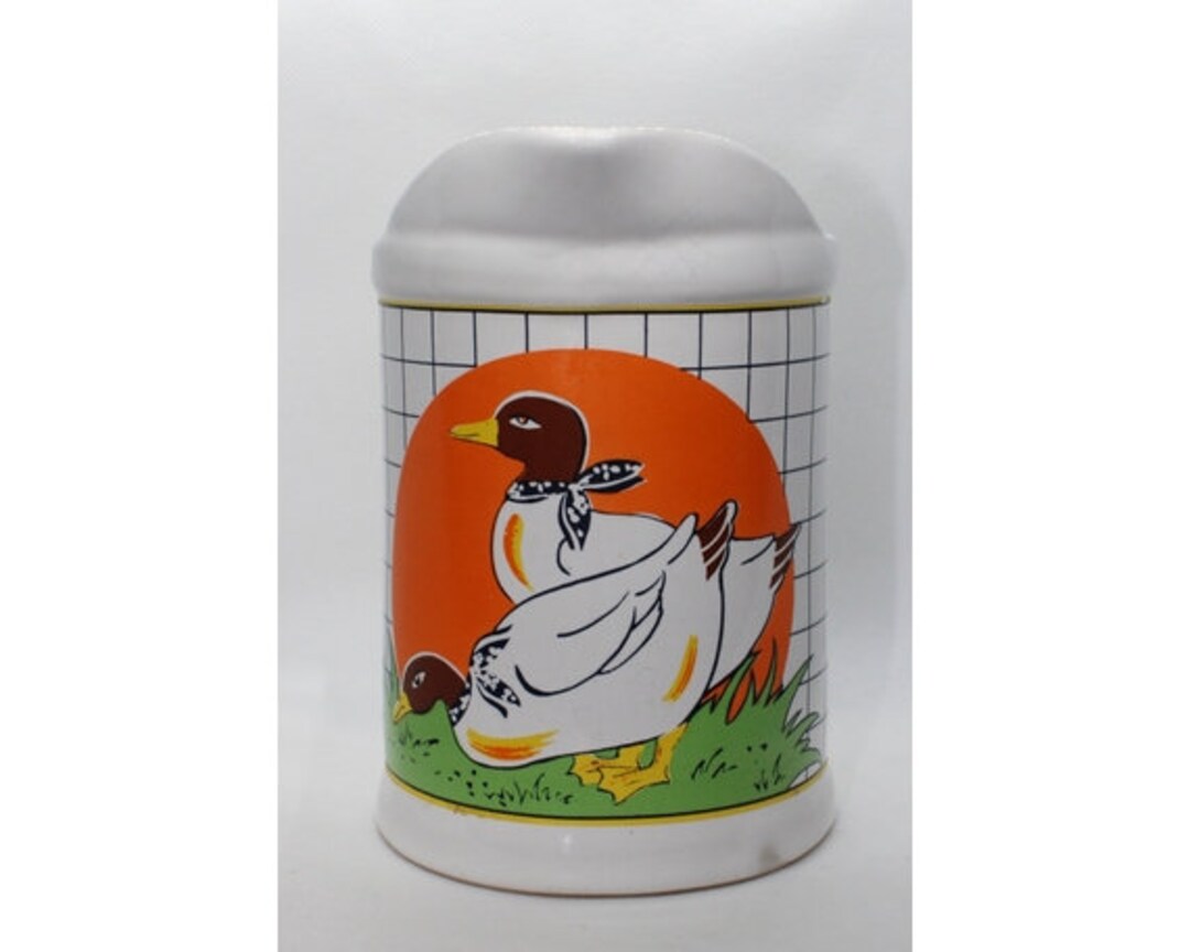 Vintage Duck Measuring Pitcher Orange Green Brown Mallard Retro Kitchen ...