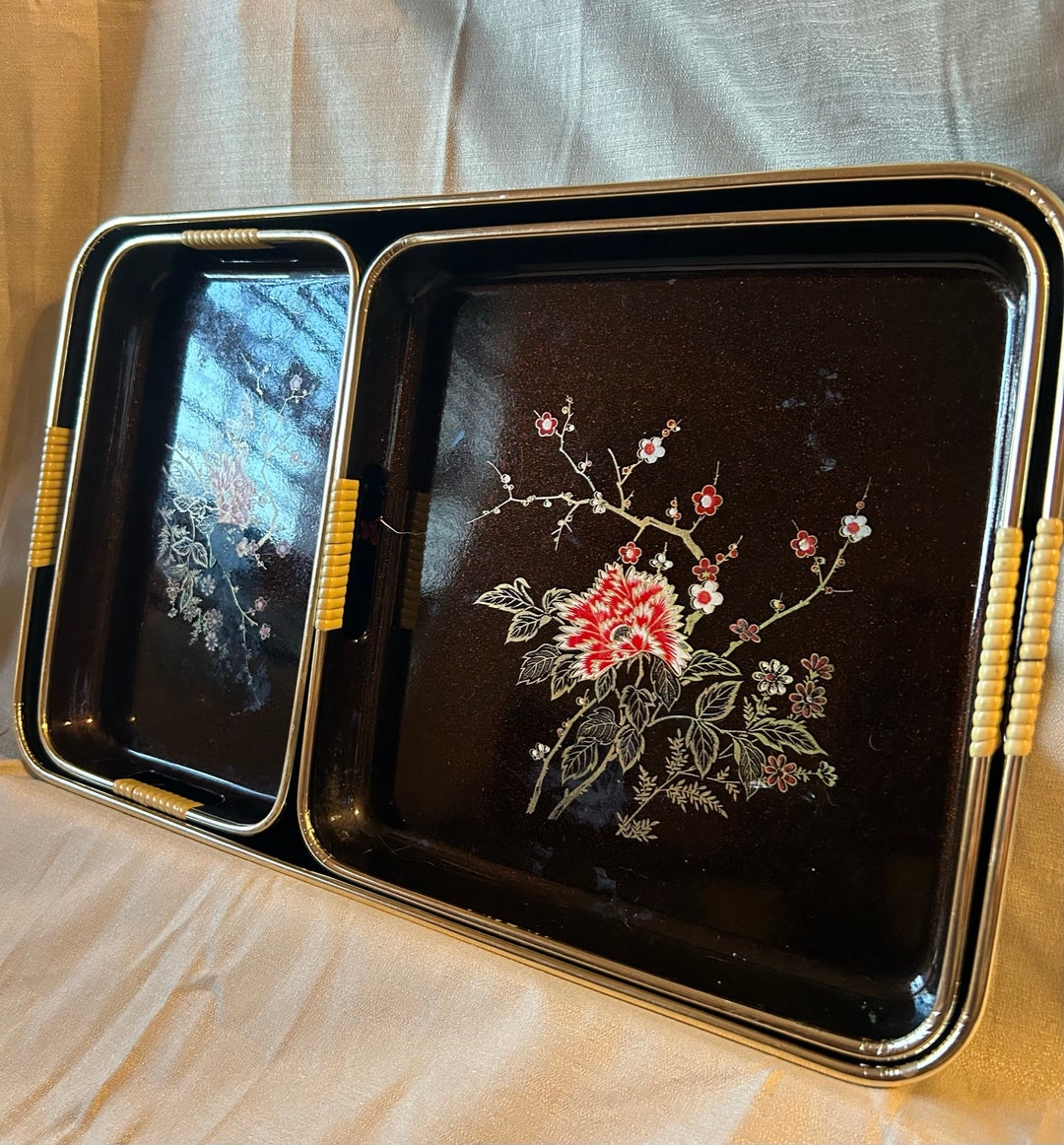 Vintage Asian Lacquered Nesting Serving Trays Made in Japan - Etsy