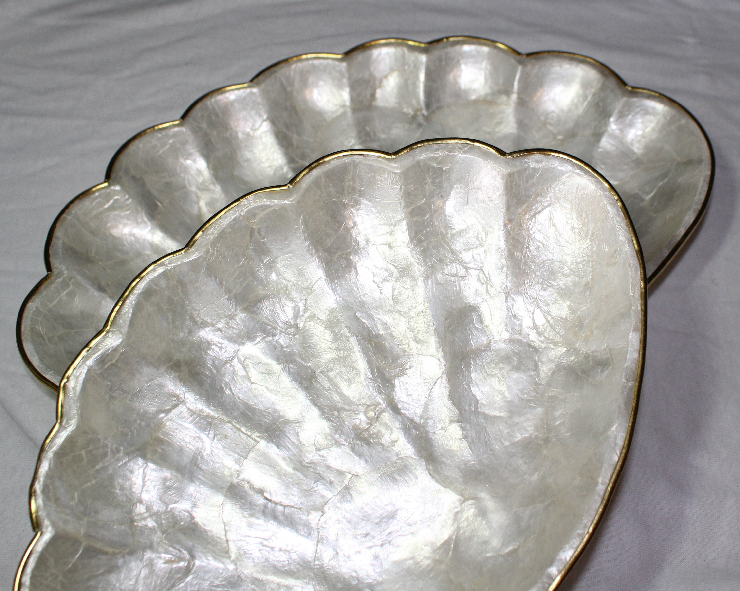 Vintage Capiz Shell Clamshell Nesting Serving Trays or Trinket Dishes ...