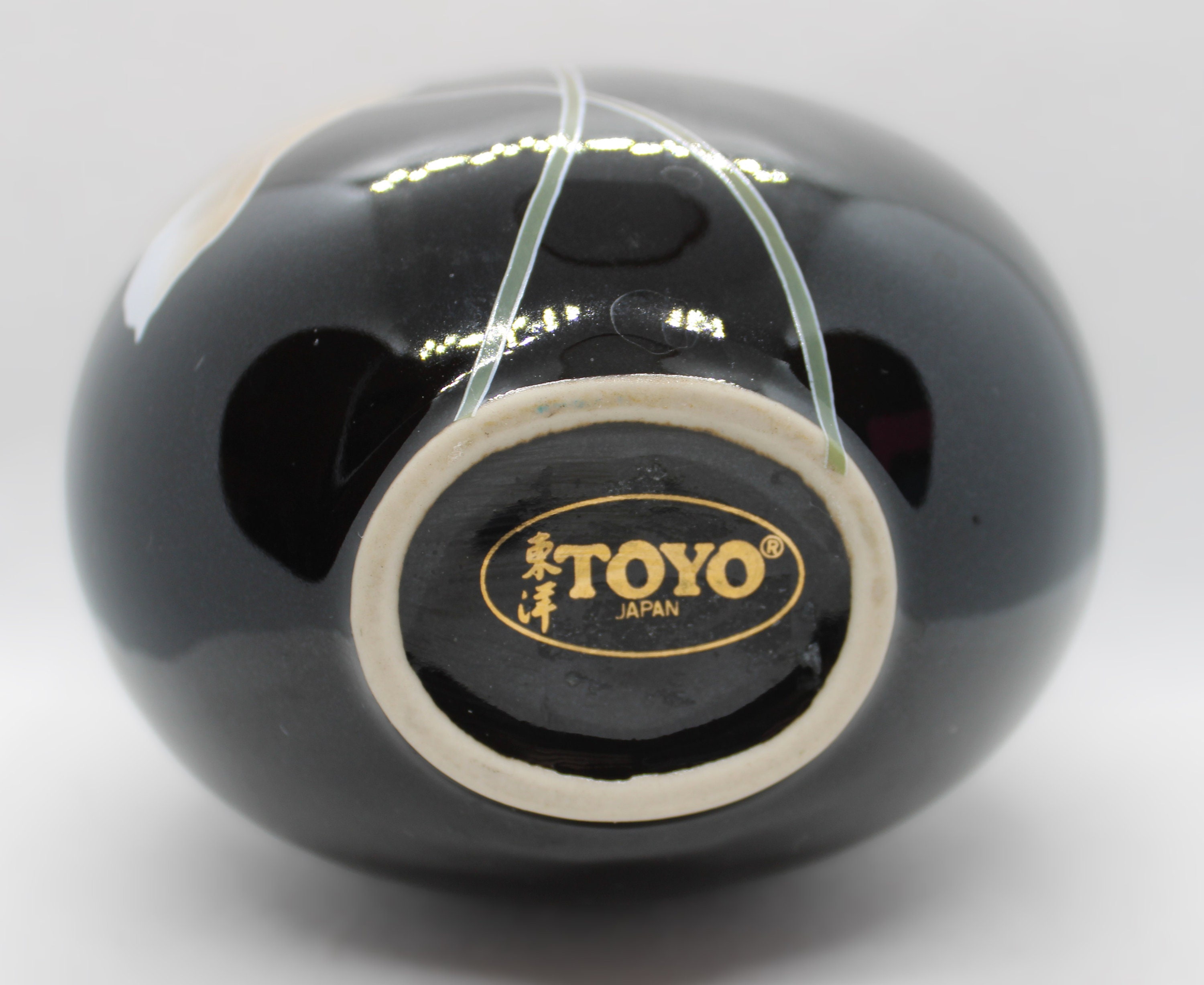 Vintage Toyo Embassy Black Ceramic Vase Gold Accents Flowers Made in ...