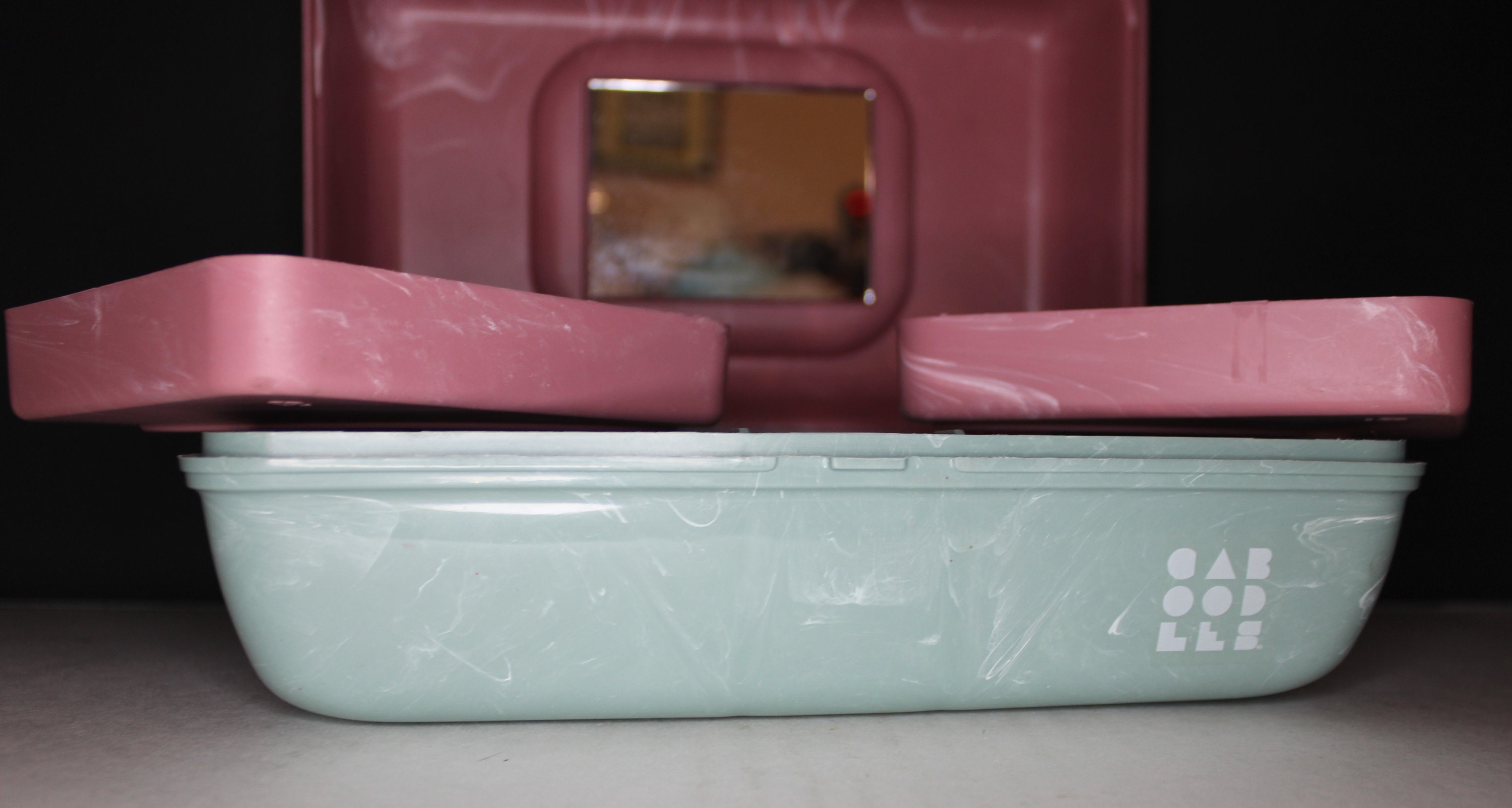 Vintage Mini Caboodles Case Pink and Aqua Blue Marbled Small Caboodles ...